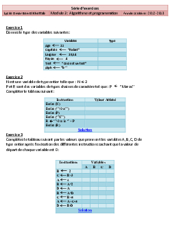Algorithmes et programmation - Exercices non corrigés 1 - AlloSchool