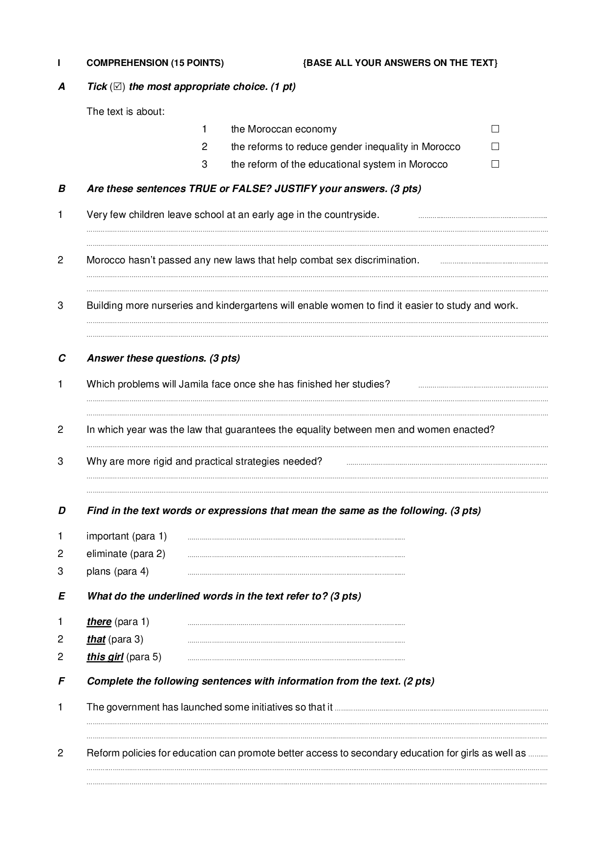 Test 3 Model 2 - English 2 Bac First term - AlloSchool