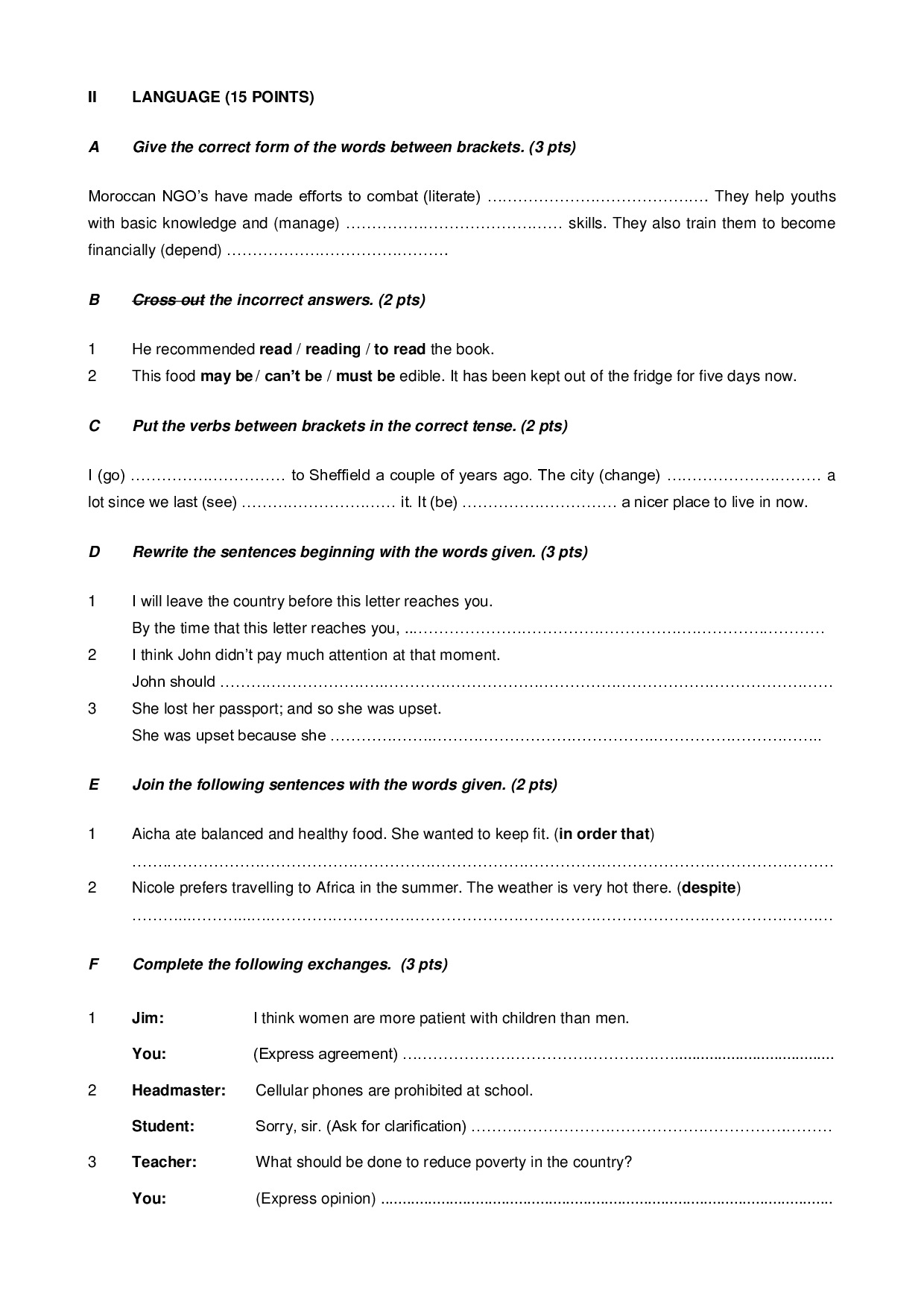 Test 3 Model 5 - English 2 Bac First term - AlloSchool