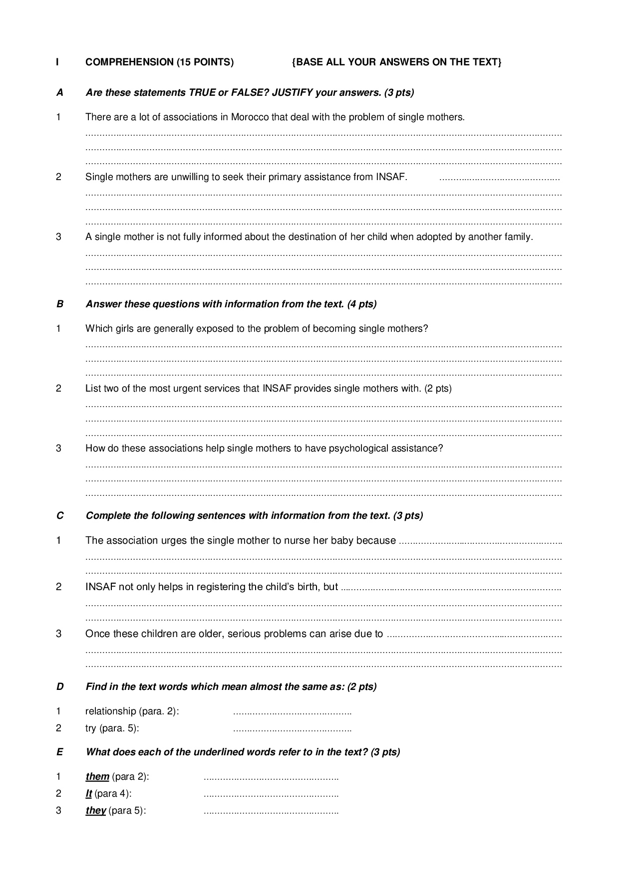 Test 1 Model 1 - English 2 Bac Second term - AlloSchool