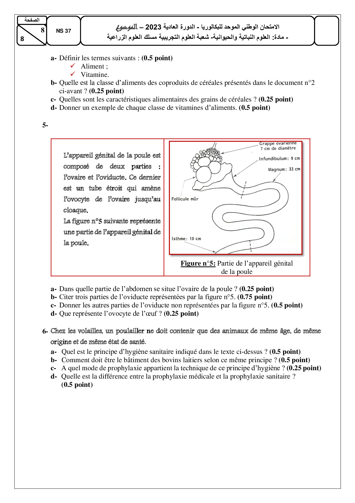 Examen Sciences Végétales et Animales 2023 Session Normale - Sujet - AlloSchool