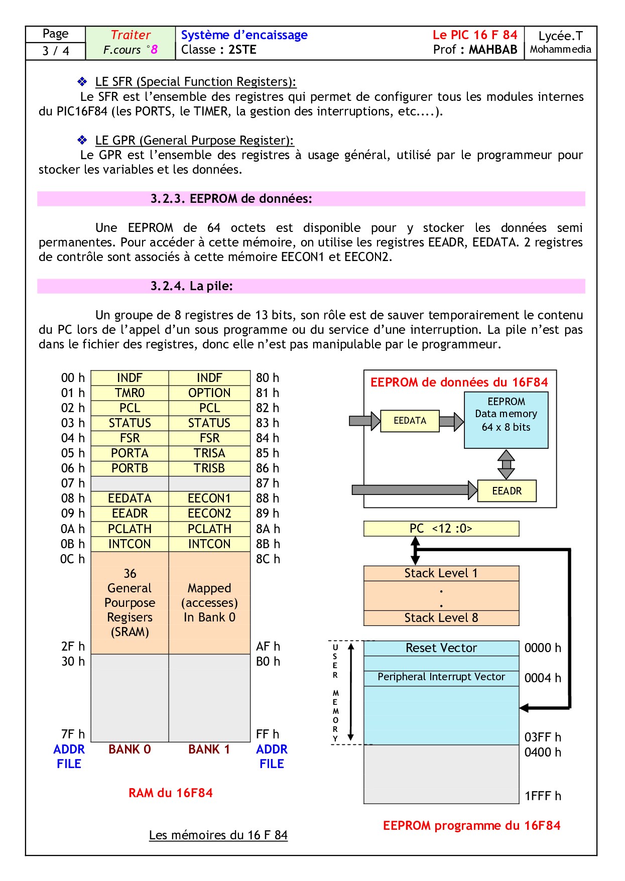 2- Système d'encaissage - Capteurs de température, Microprocesseur Pic 16F84, Langage Assembleur ...