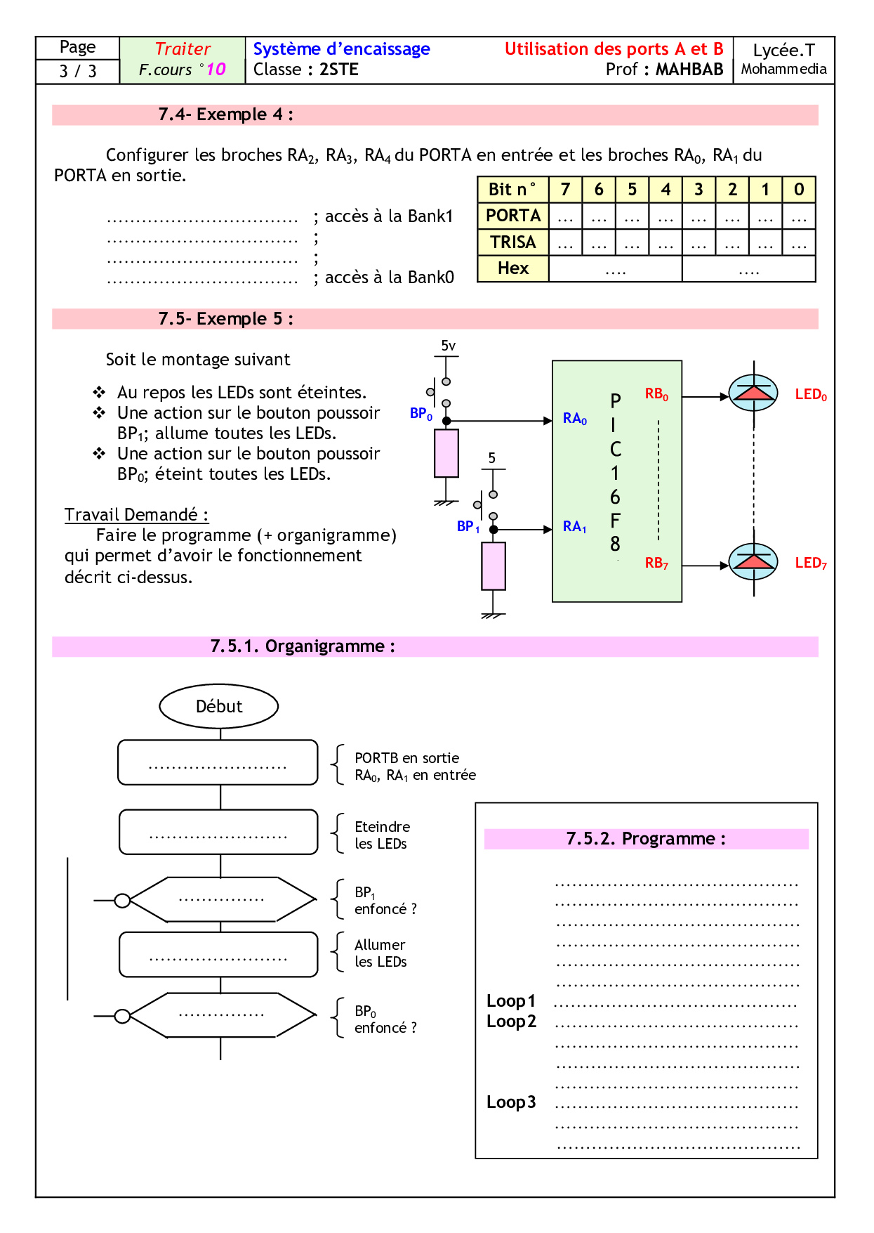 2- Système d'encaissage - Capteurs de température, Microprocesseur Pic 16F84, Langage Assembleur ...