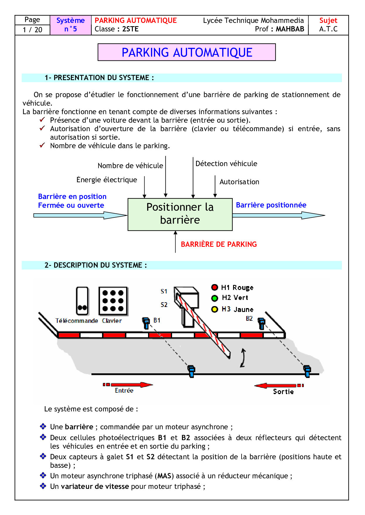 5- Parking Automatique - Grafcet, EEPROM du 16F84, Interruptions du 16F84, Programmation du P.L ...