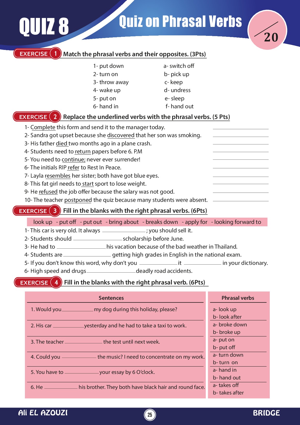 Quiz & exercises 8 - Phrasal verbs - AlloSchool