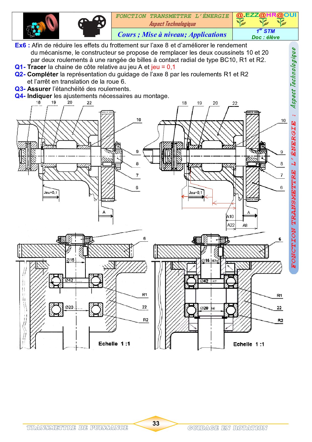Guidage en rotation - Exercices - AlloSchool