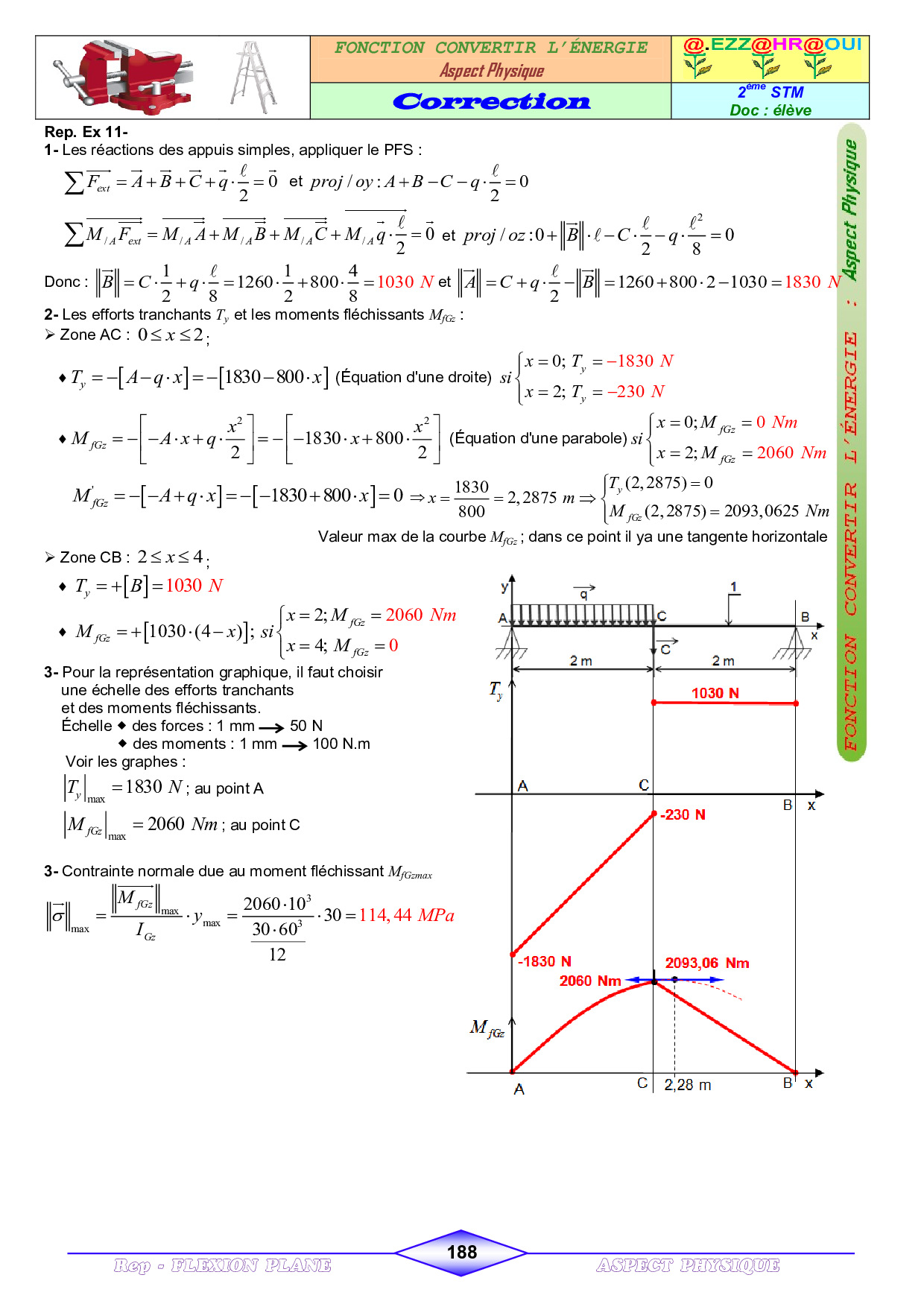 RDM (Flexion) - Corrigés d'exercices - AlloSchool