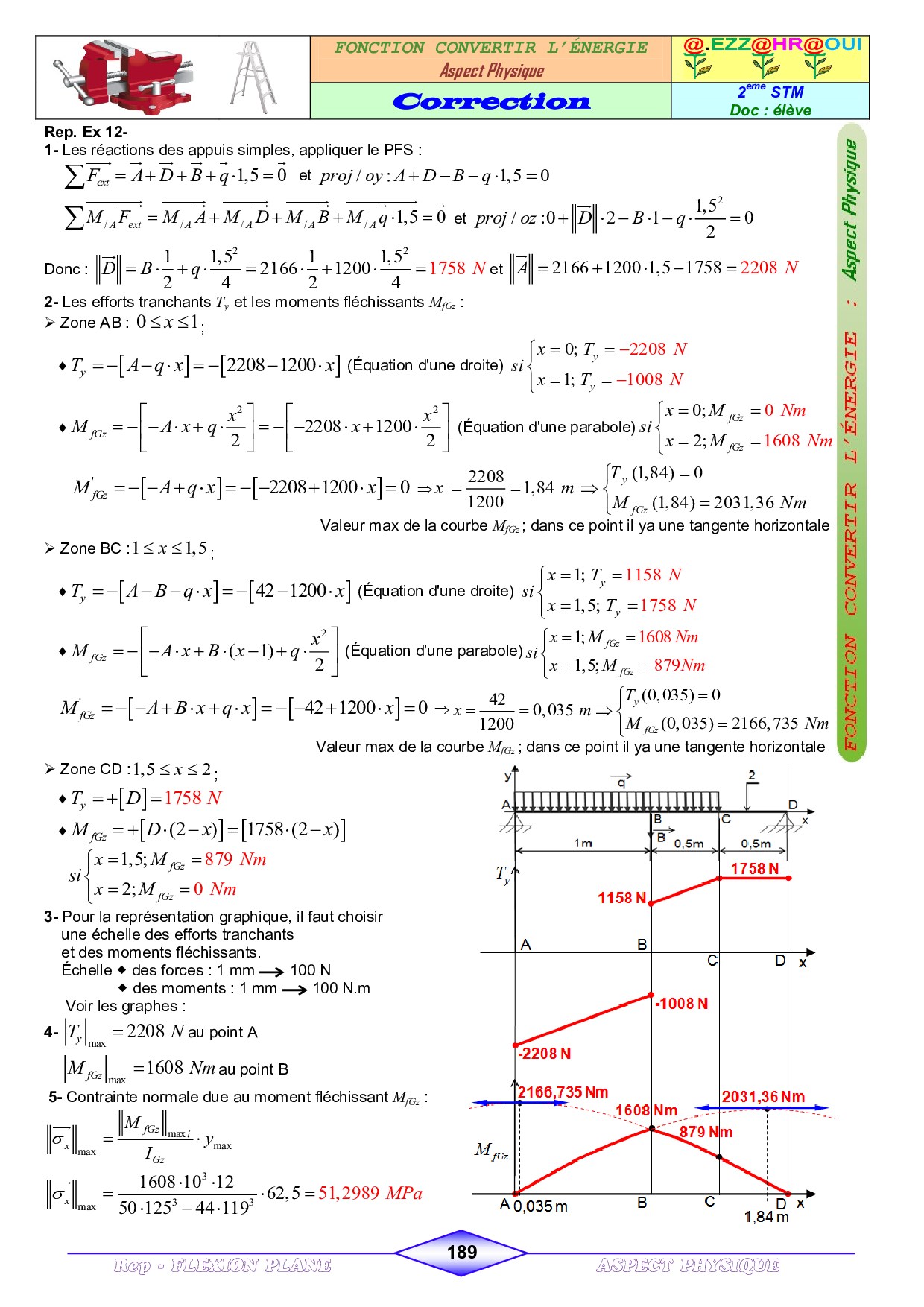 RDM (Flexion) - Corrigés d'exercices - AlloSchool