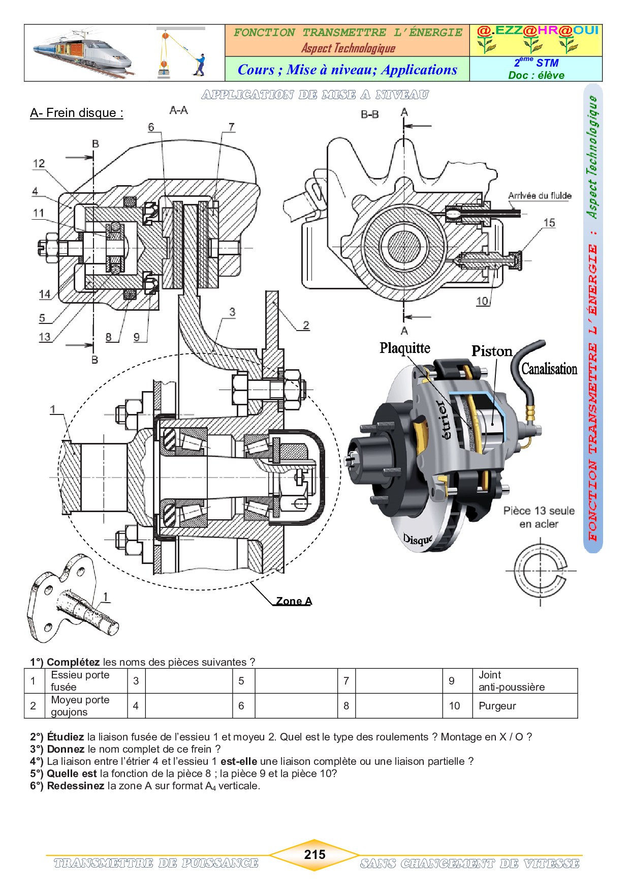 Freins - Applications - AlloSchool