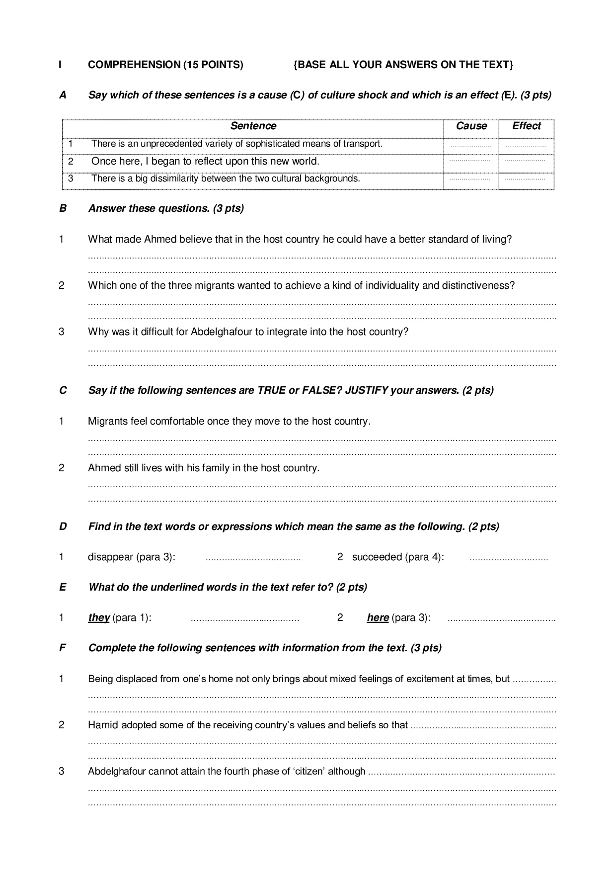Test 1 Model 3 - English 2 Bac Second term - AlloSchool