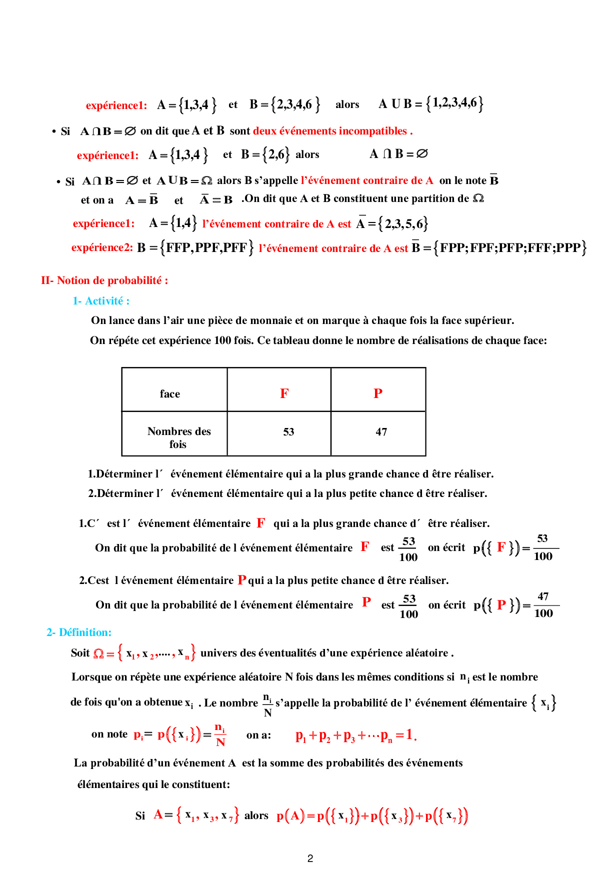 Probabilités - Cours 1 - AlloSchool