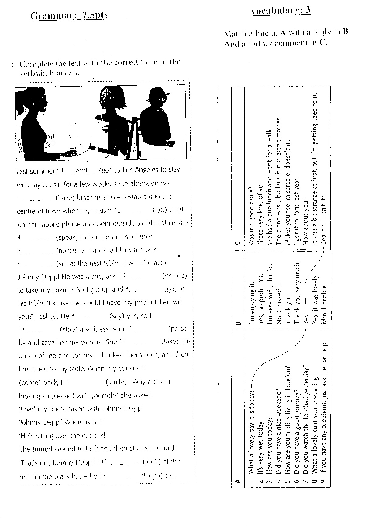 Test 1 Model 11 - English Common core First term - AlloSchool