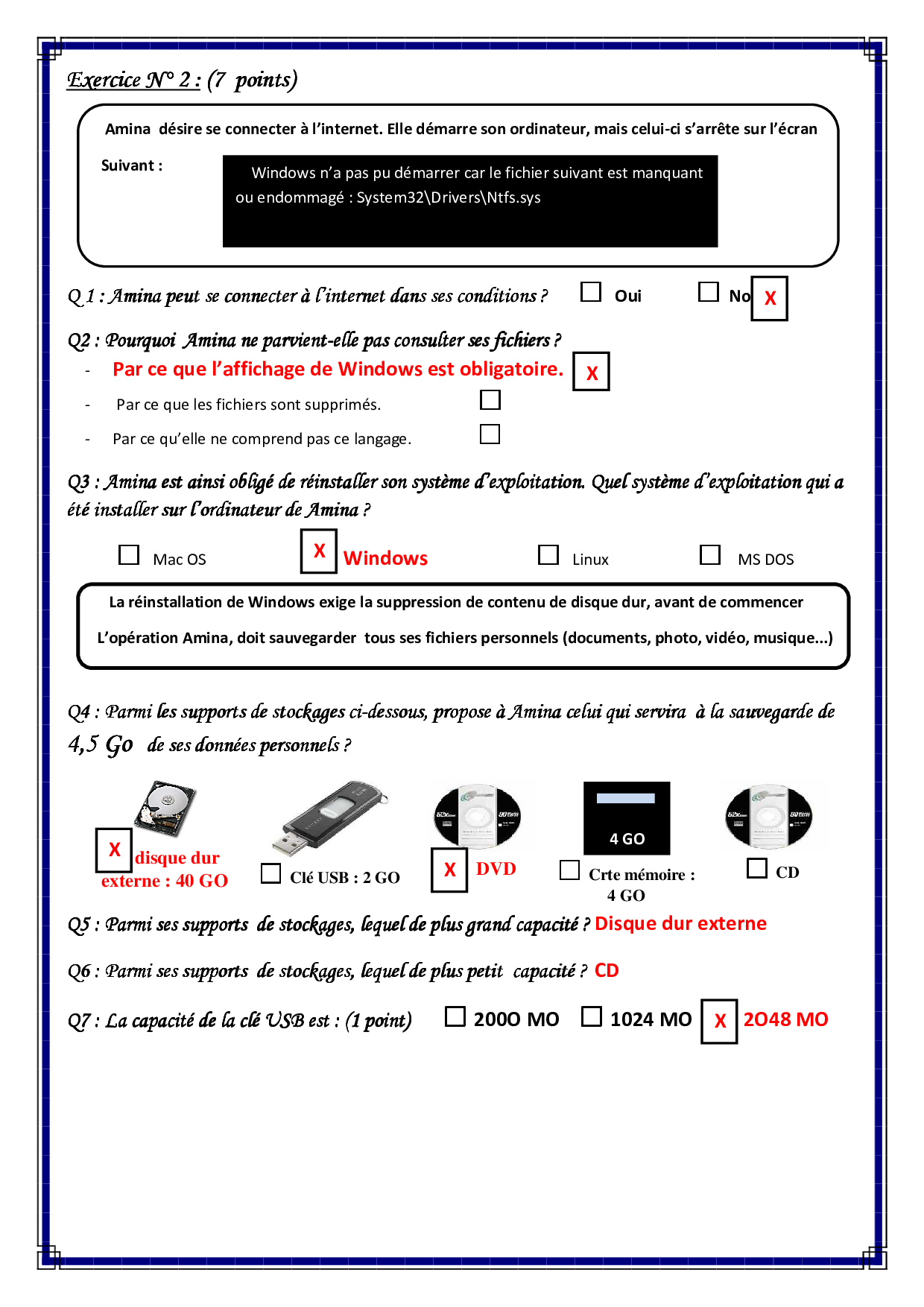 Devoir 1 Modèle 1 - Informatique 3AC Semestre 1 (Corrigé) - AlloSchool