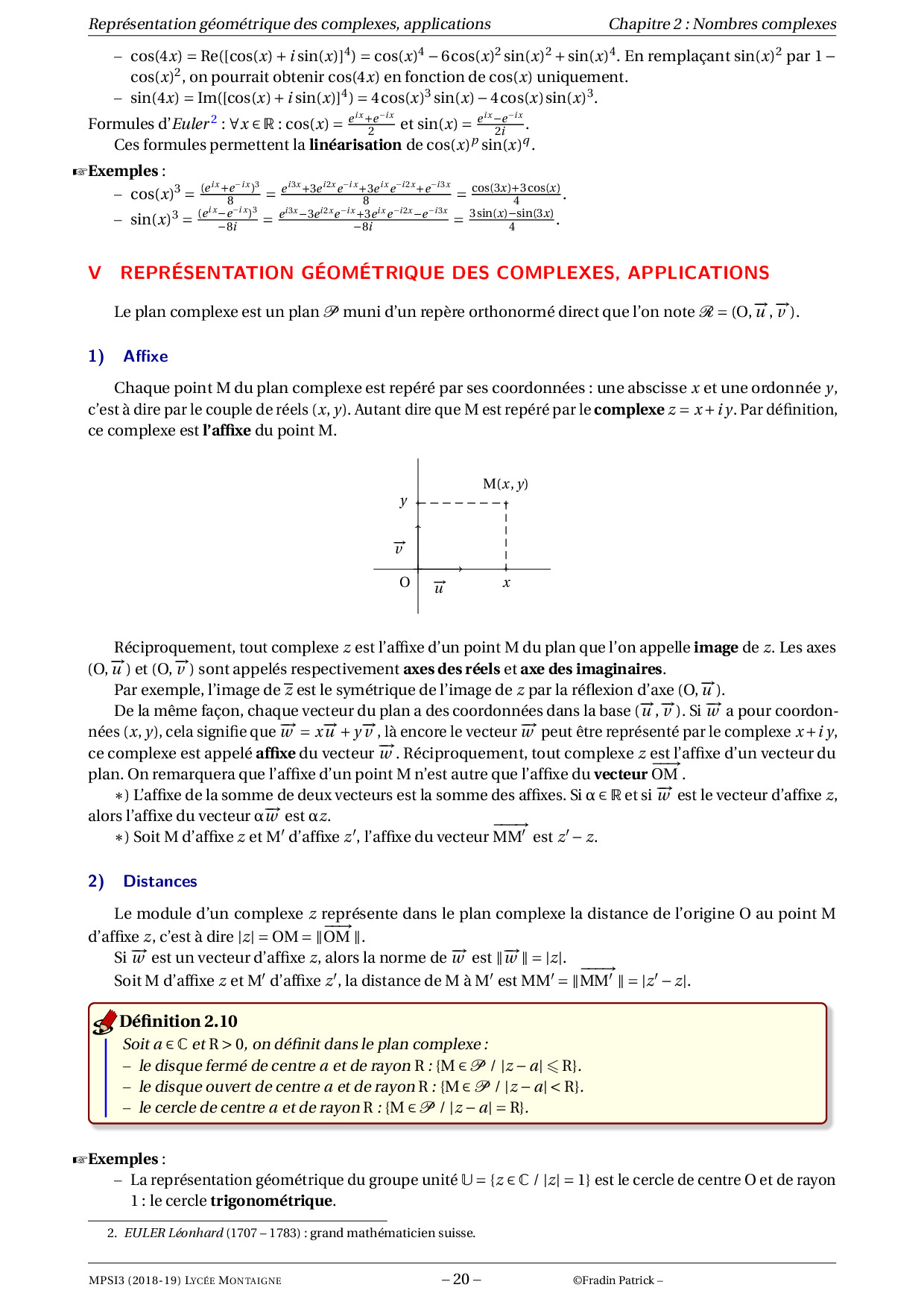 Nombres complexes - Cours - AlloSchool