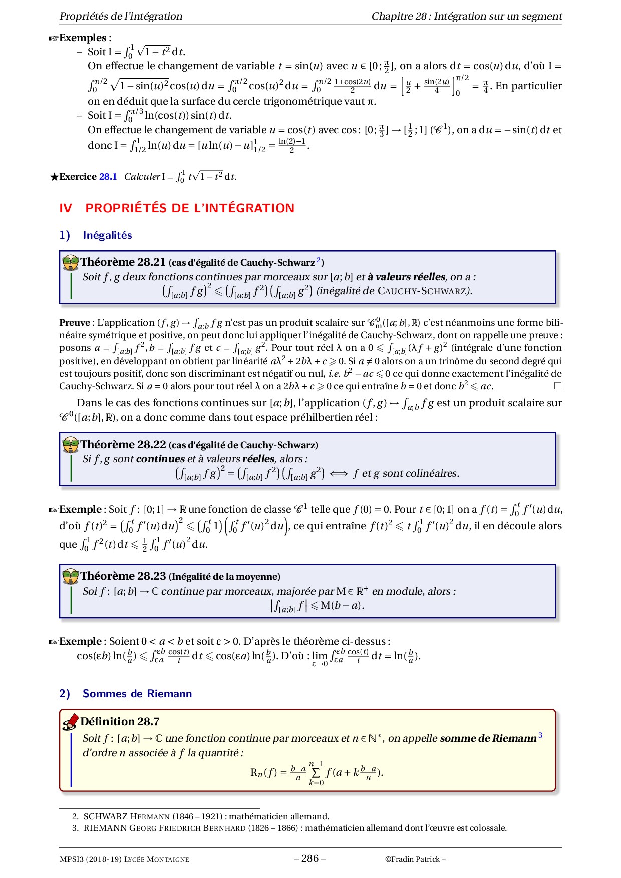 Intégration sur un segment - Cours - AlloSchool