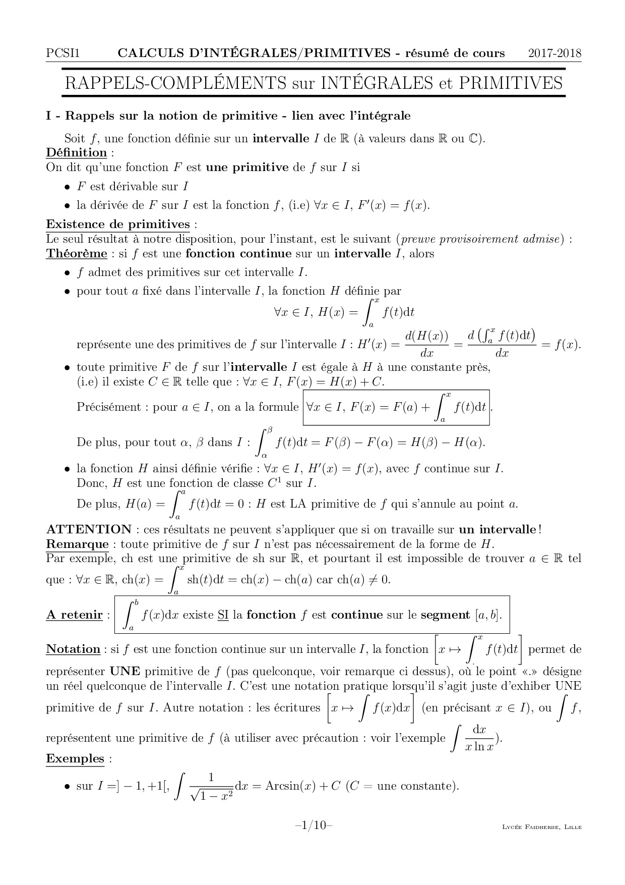 Calculs d'intégrales et de primitives : Cours - AlloSchool