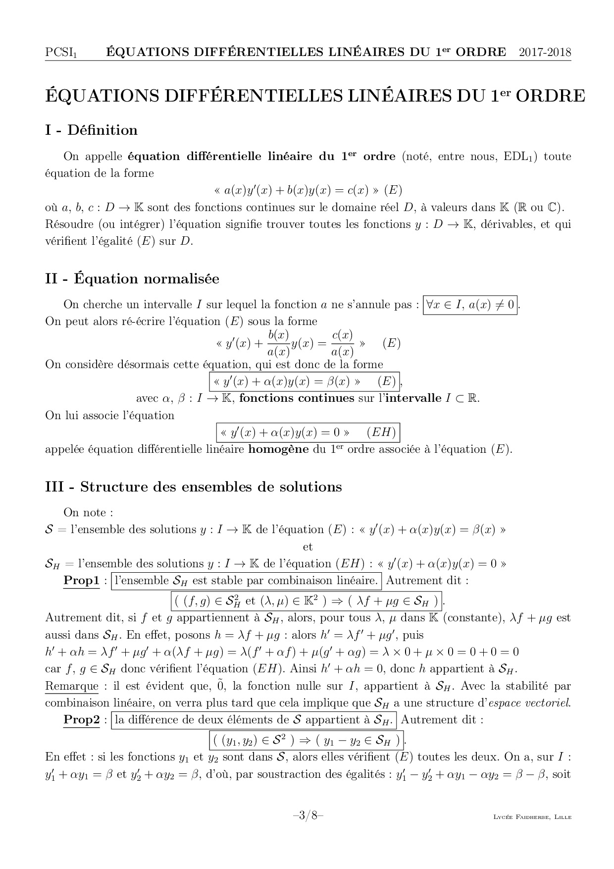 Équations différentielles linéaires du 1er ordre : Cours - AlloSchool