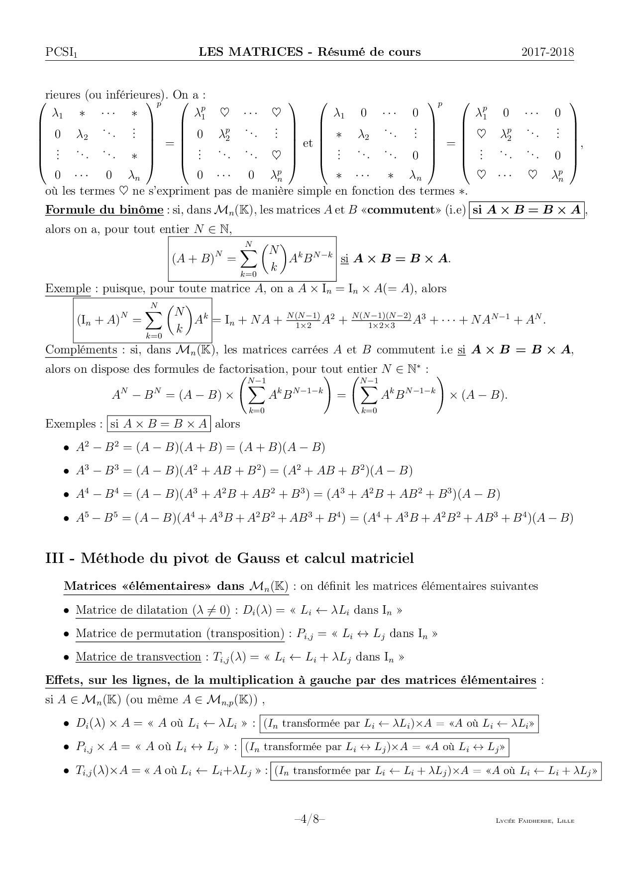 Les matrices : Cours - AlloSchool