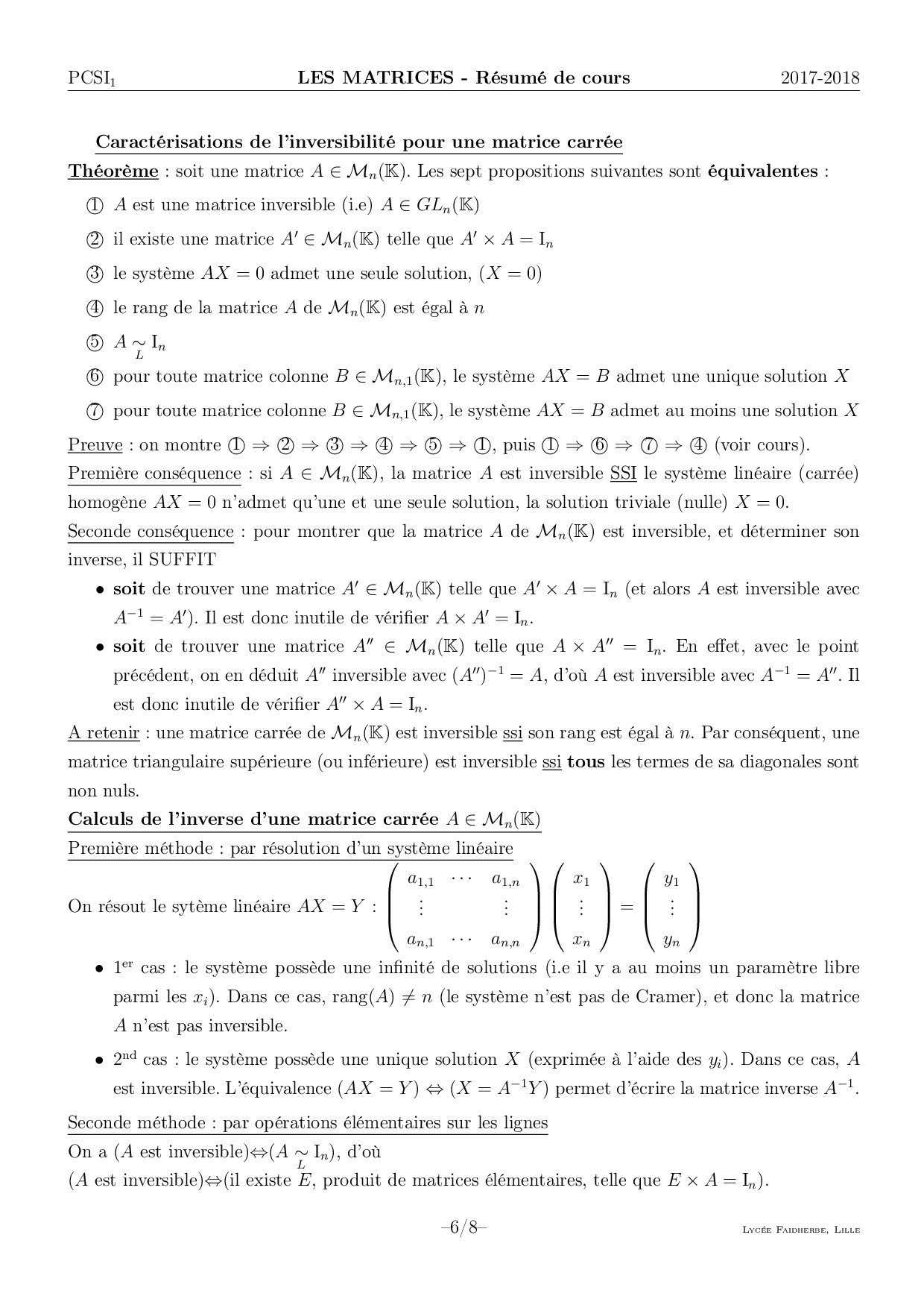 Les matrices : Cours - AlloSchool