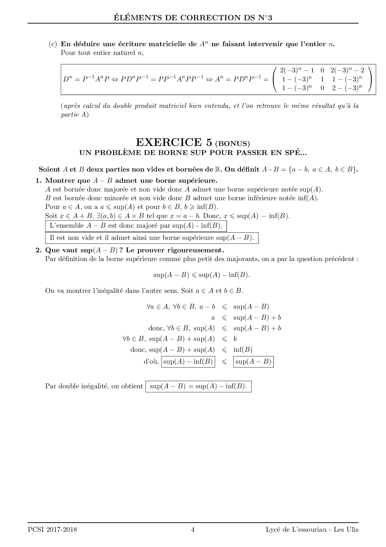 Devoir 3 : Corrigé - AlloSchool
