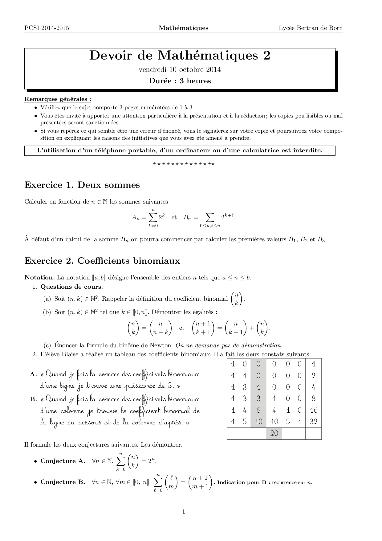 Devoir 5 : Enoncé - AlloSchool