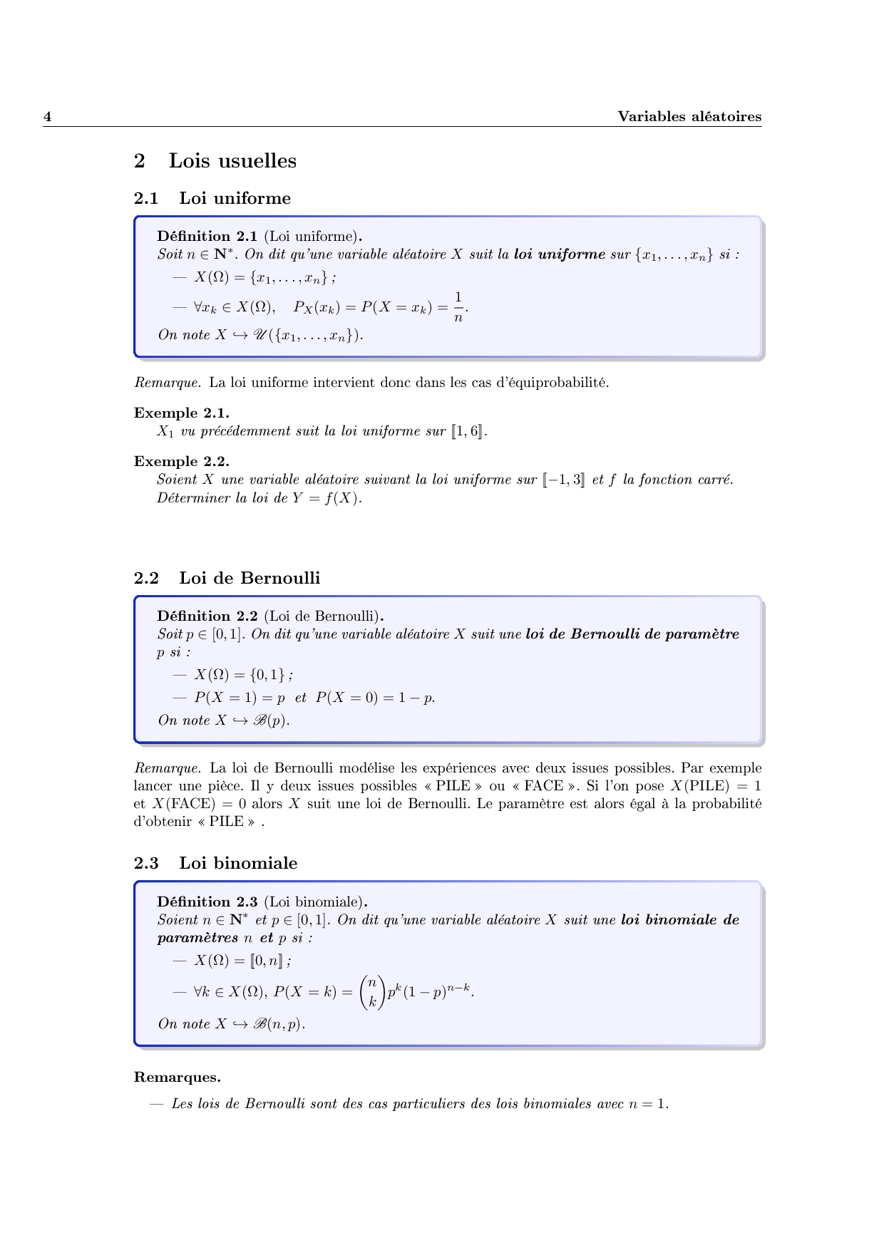 Variables aléatoires : Cours - AlloSchool