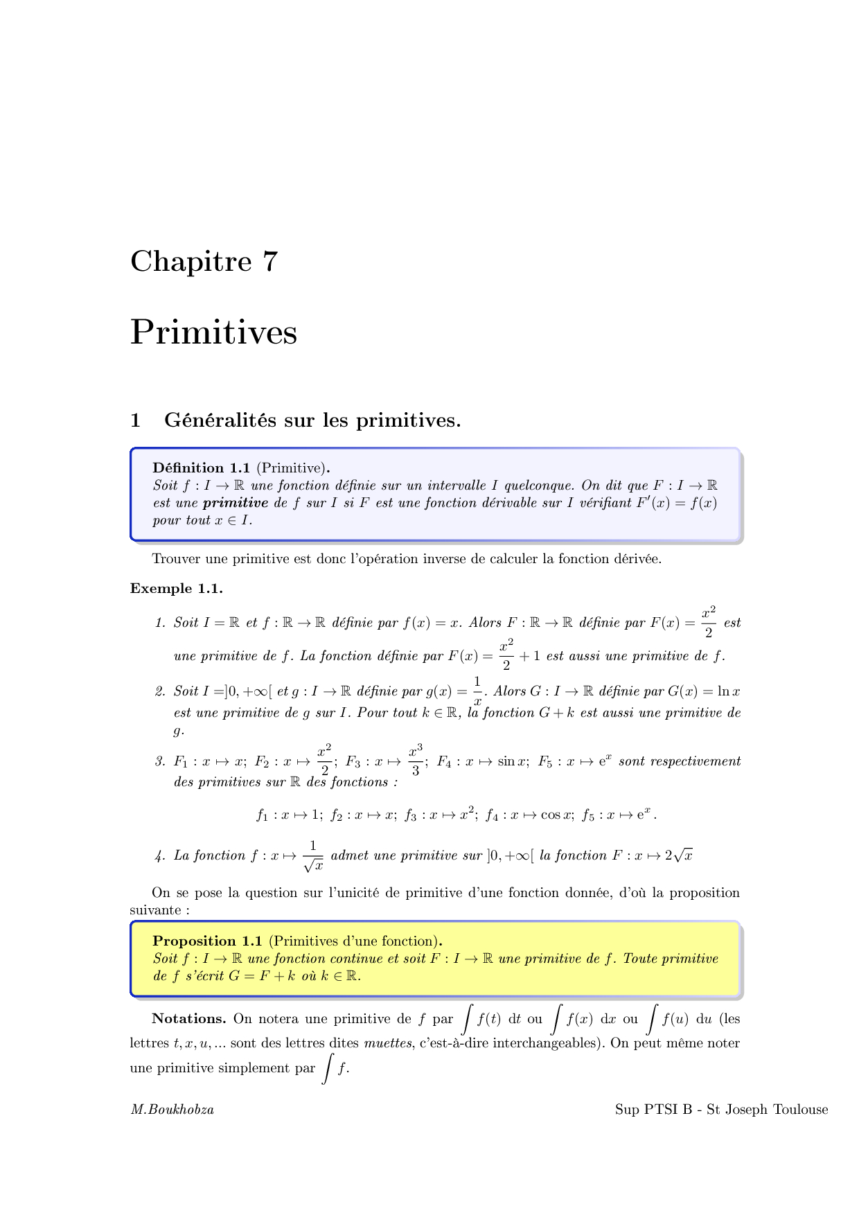 Primitives : Cours - AlloSchool