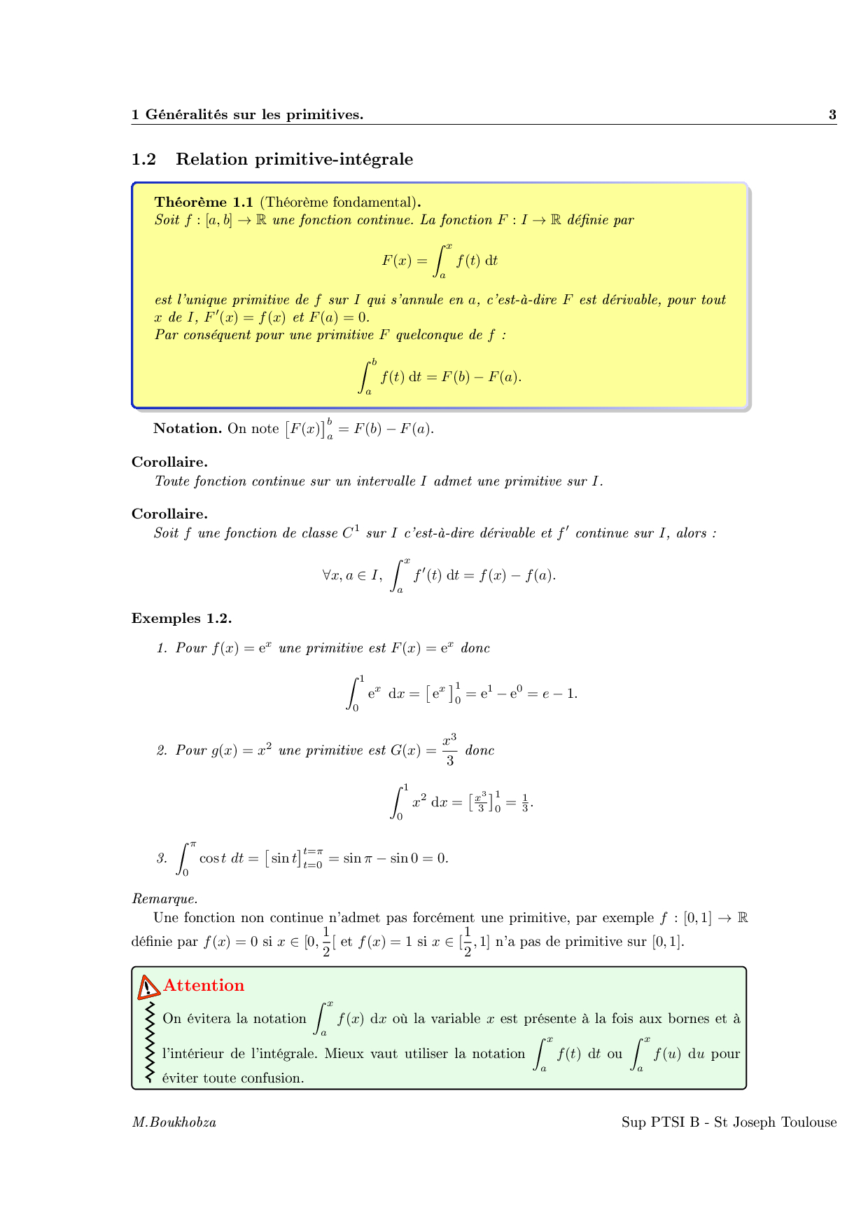 Primitives : Cours - AlloSchool