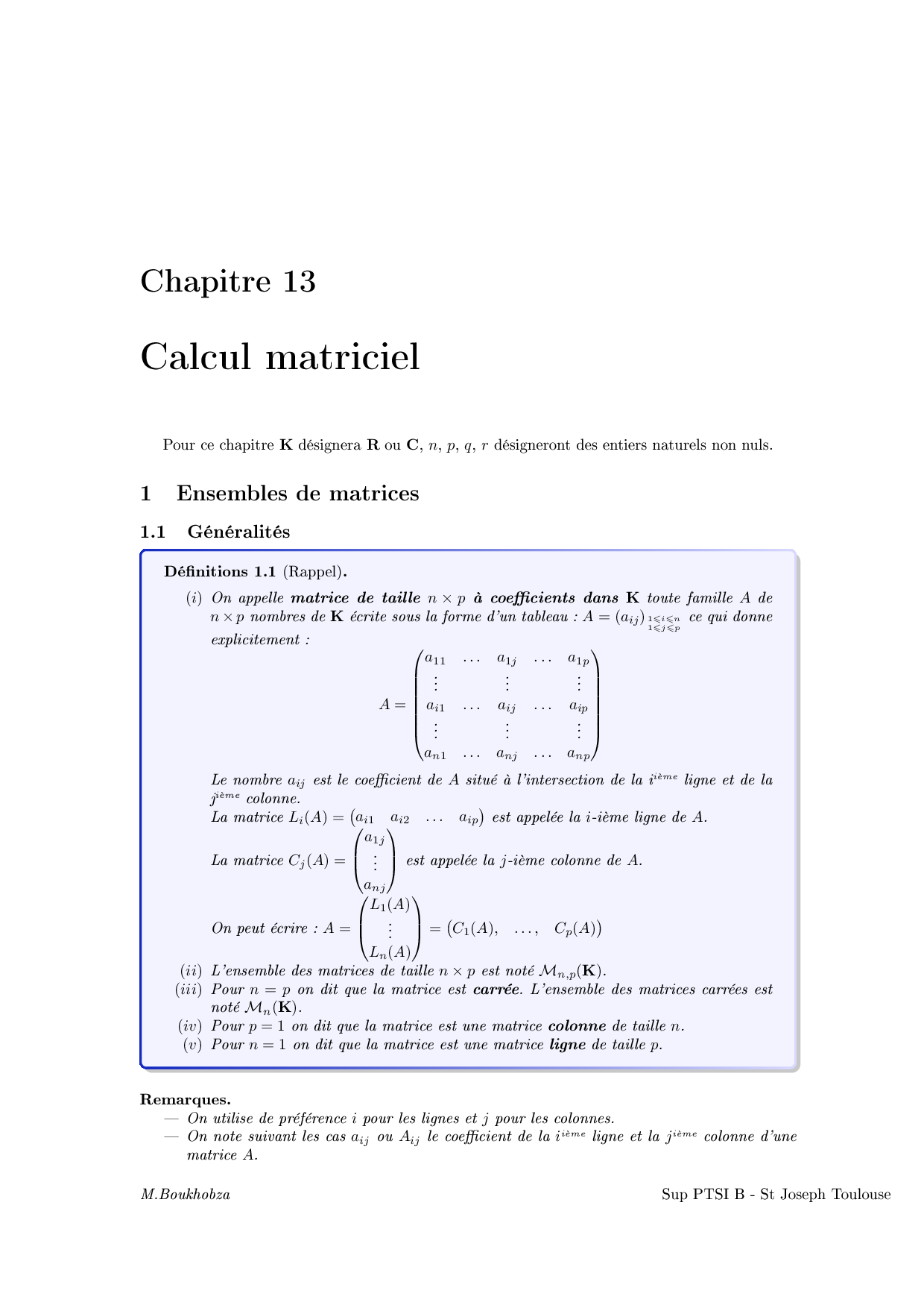 Calcul matriciel : Cours - AlloSchool