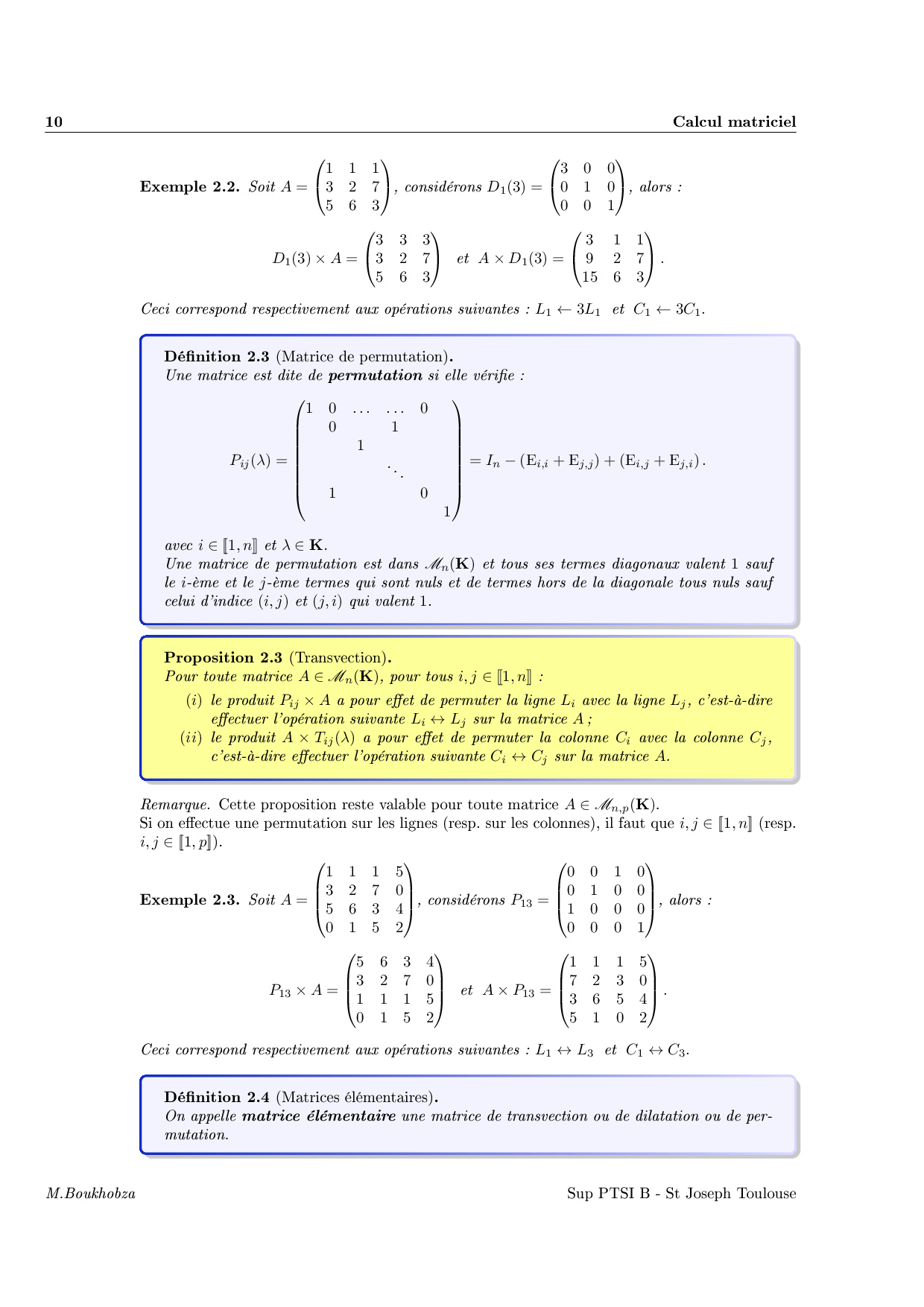 Calcul matriciel : Cours - AlloSchool