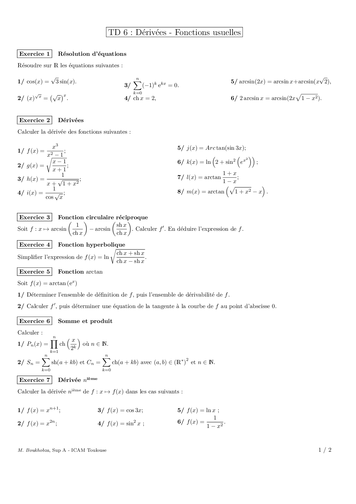 Dérivées - Fonctions usuelles : Exercices - AlloSchool
