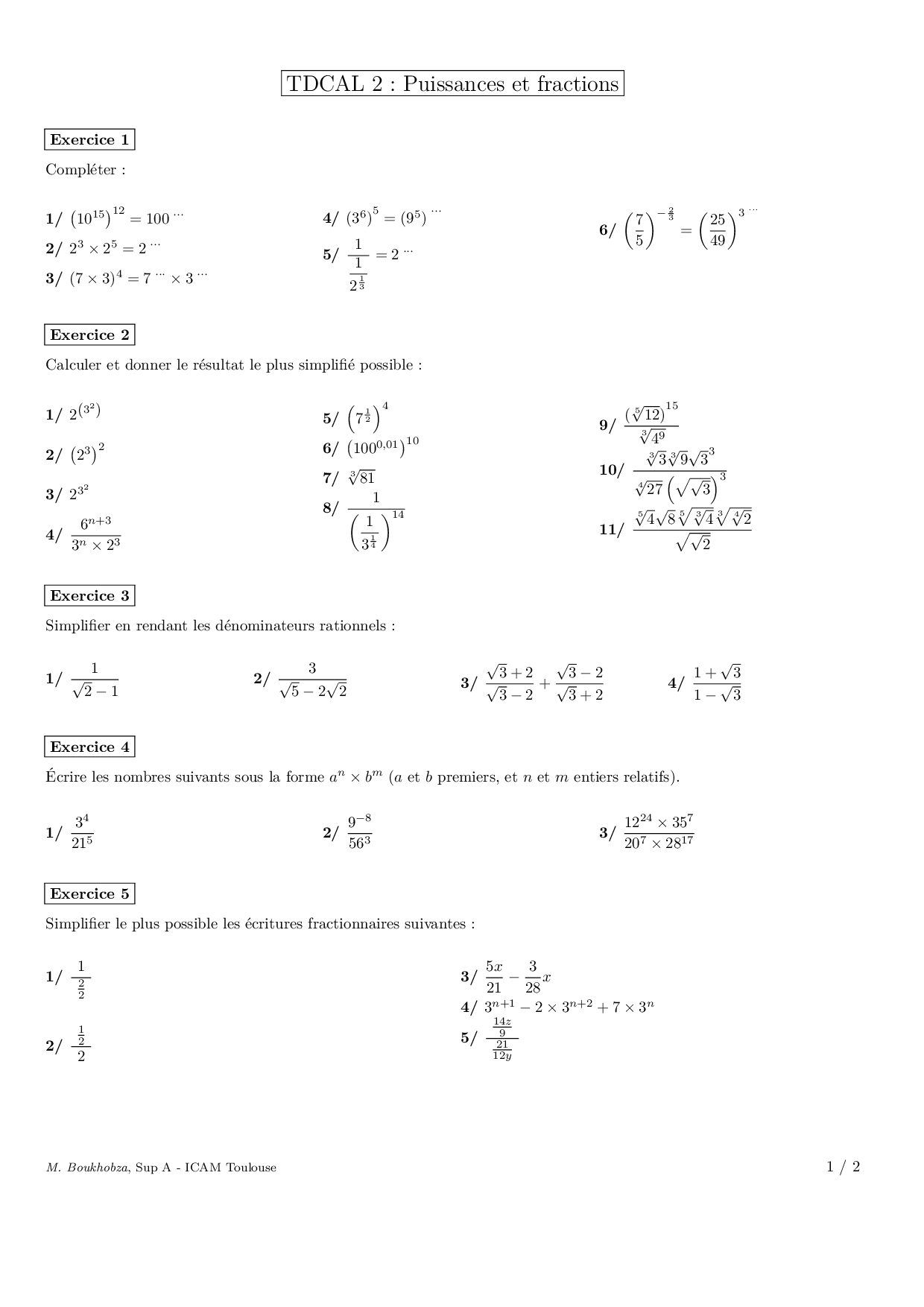 Puissances et fractions : Exercices - AlloSchool