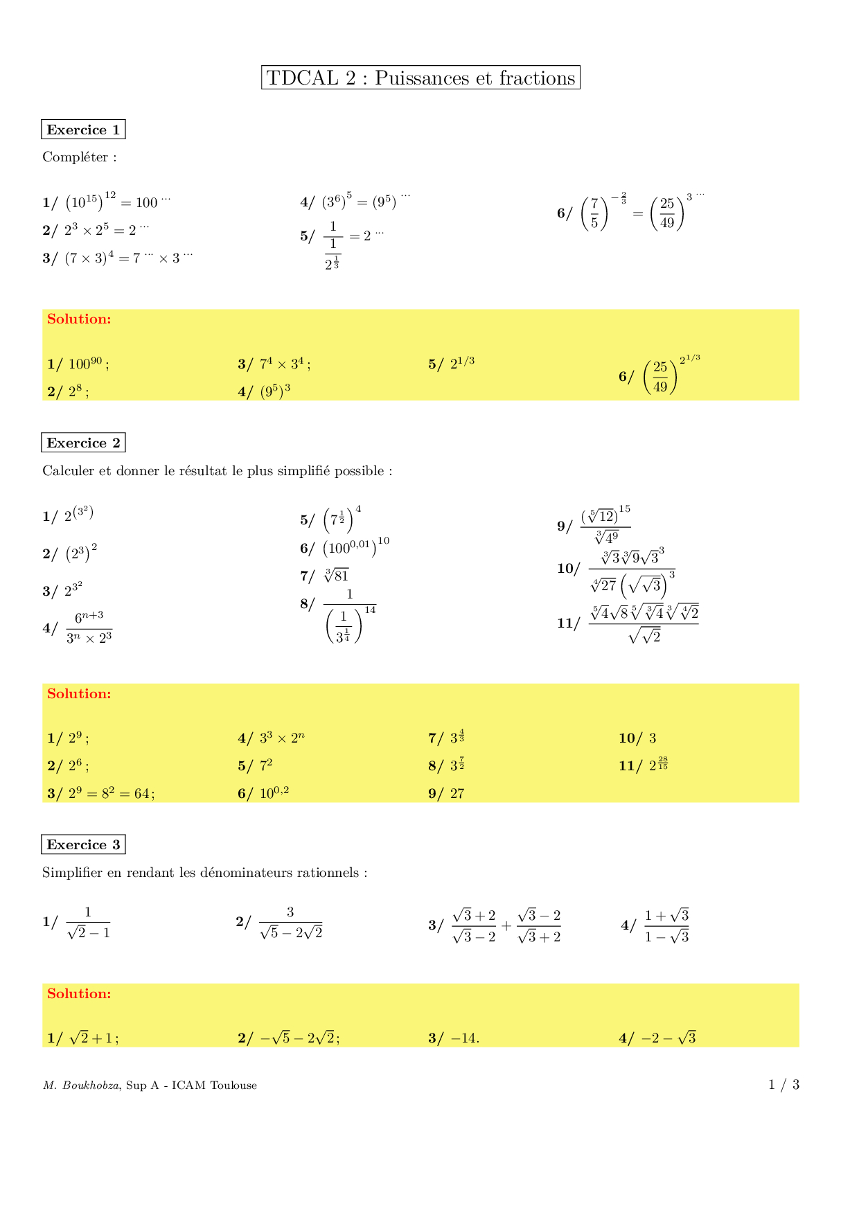 Puissances et fractions : Corrigés - AlloSchool