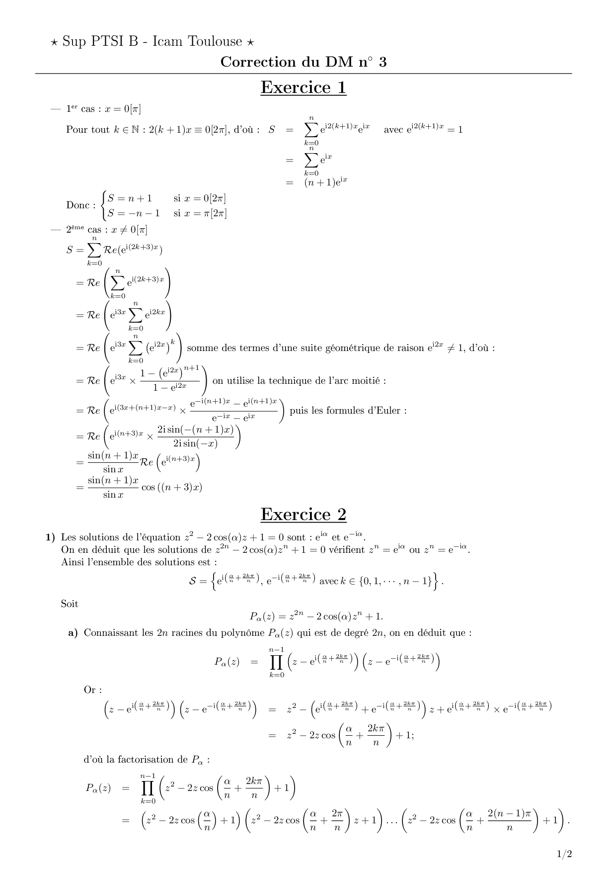Devoir 3 : Corrigé - AlloSchool