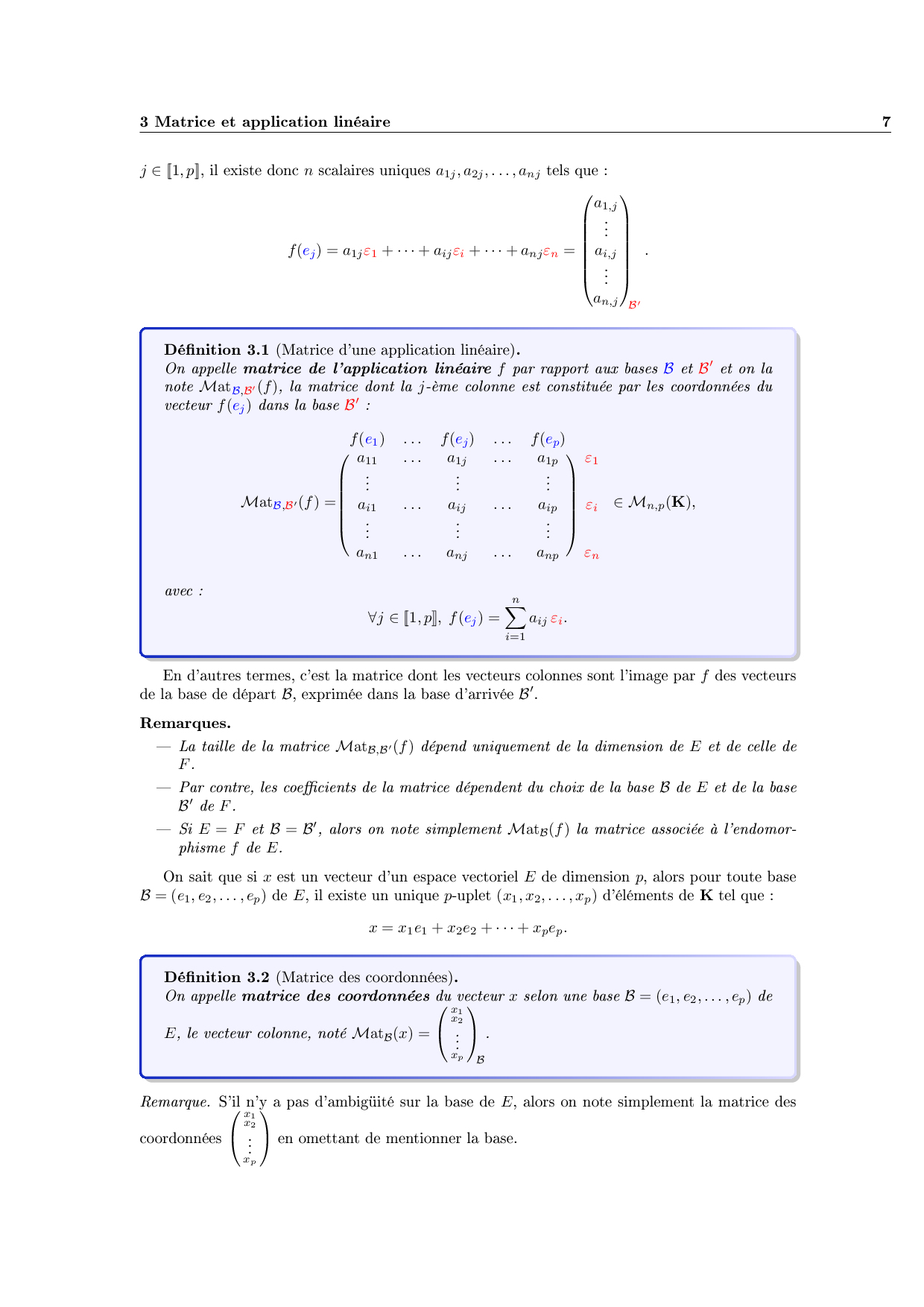 Applications linéaires - Matrices : Cours - AlloSchool