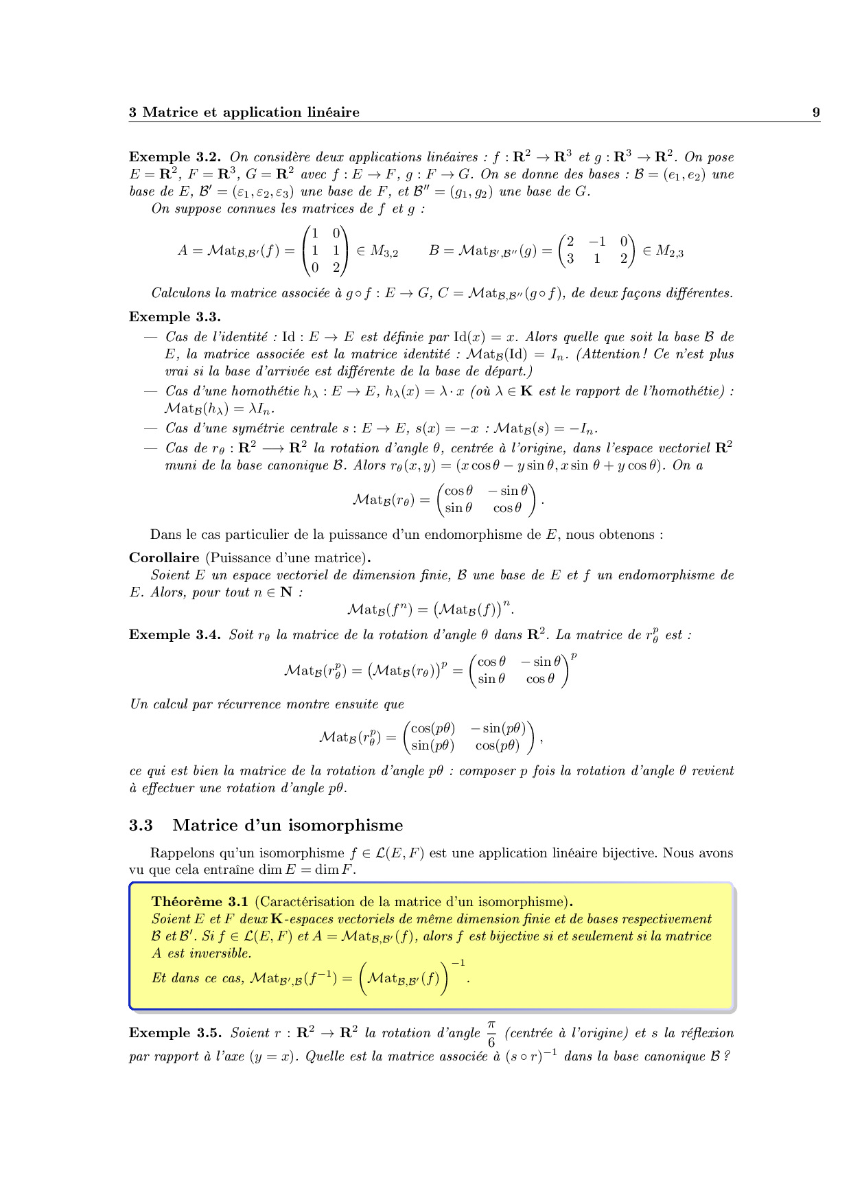 Applications linéaires - Matrices : Cours - AlloSchool