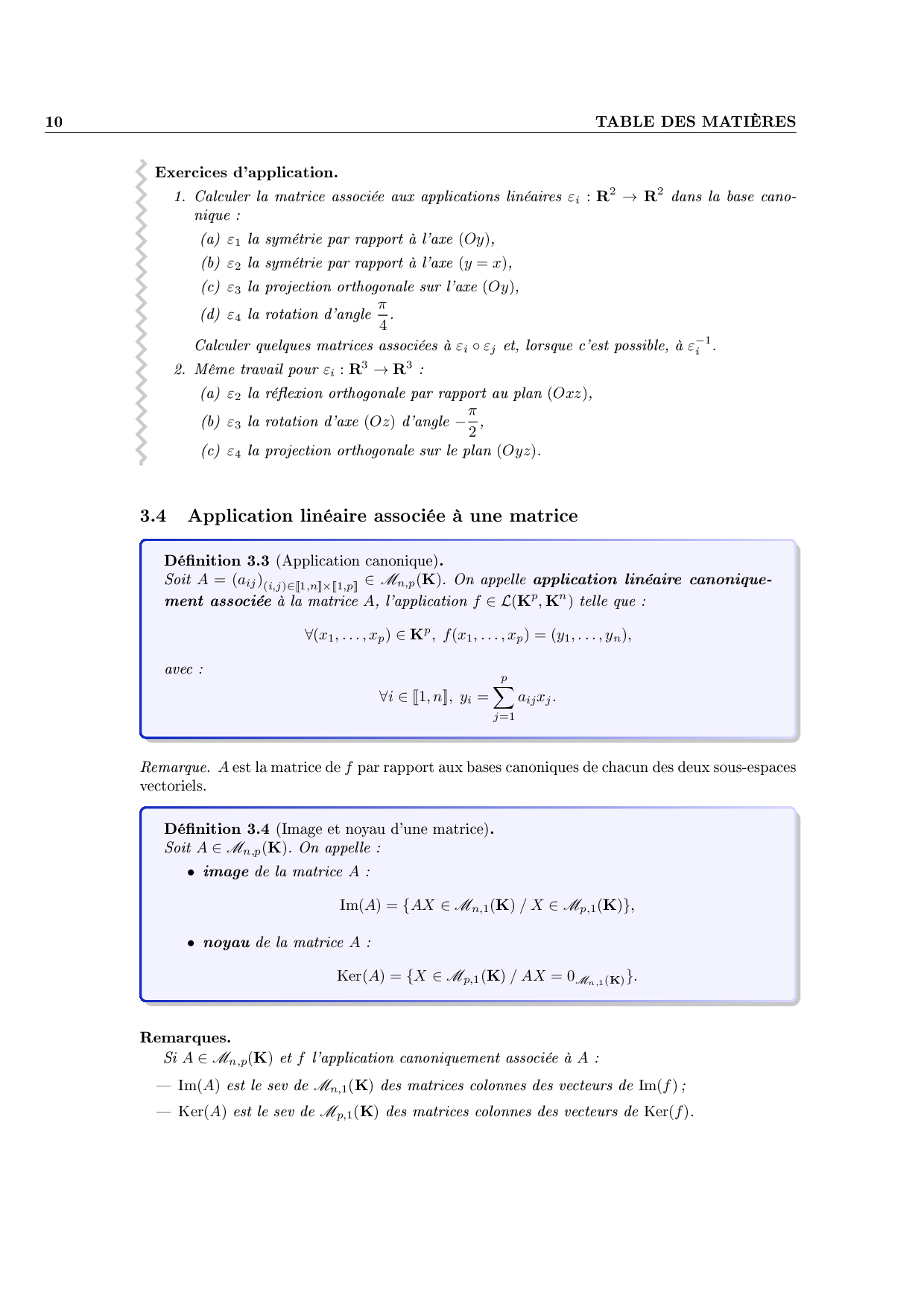Applications linéaires - Matrices : Cours - AlloSchool
