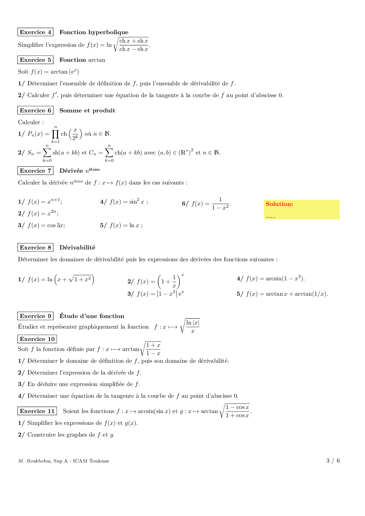 Dérivées - Fonctions usuelles : Exercices corrigés - AlloSchool