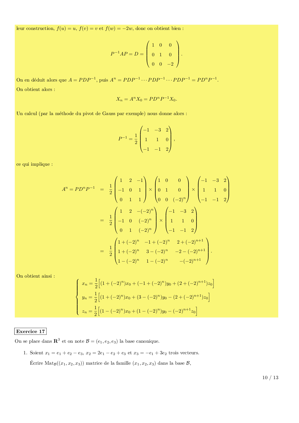Applications linéaires - Matrices : Corrigés - AlloSchool