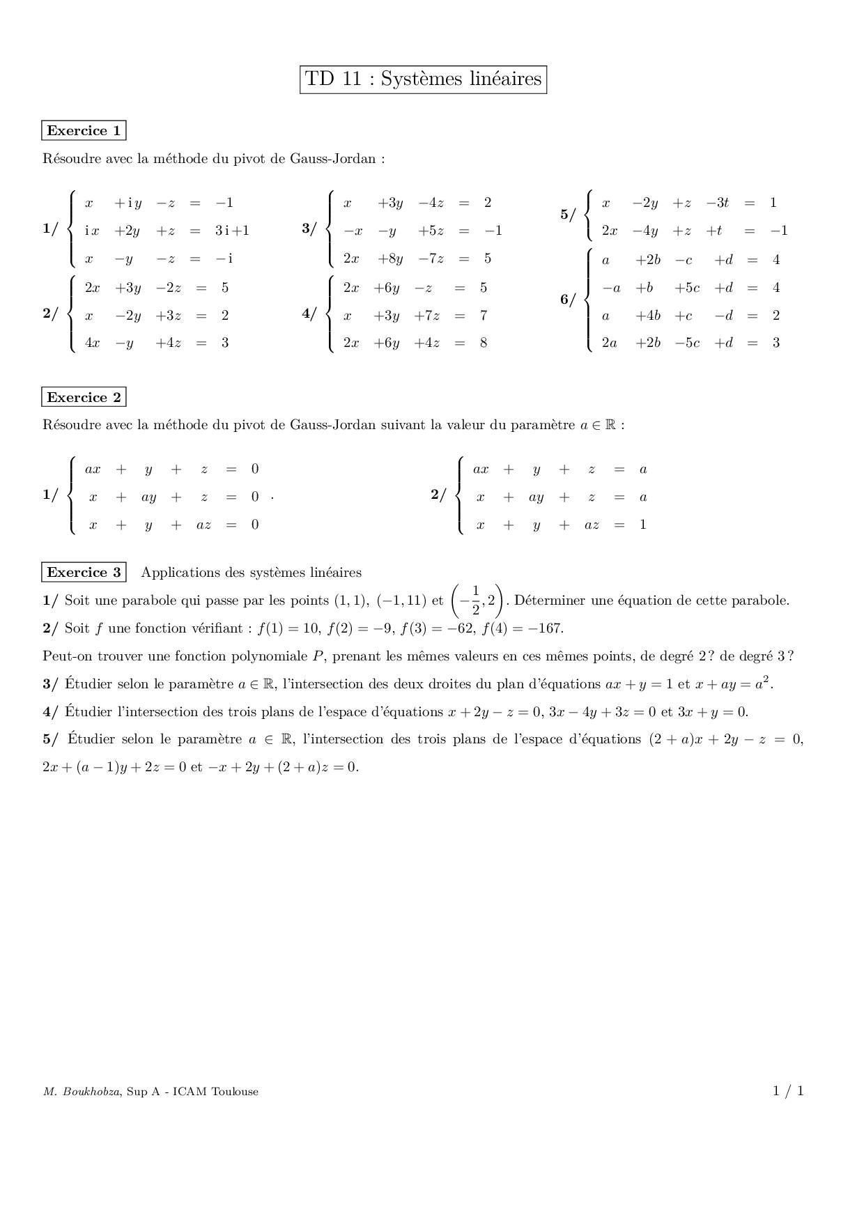 Systèmes linéaires : Exercices - AlloSchool