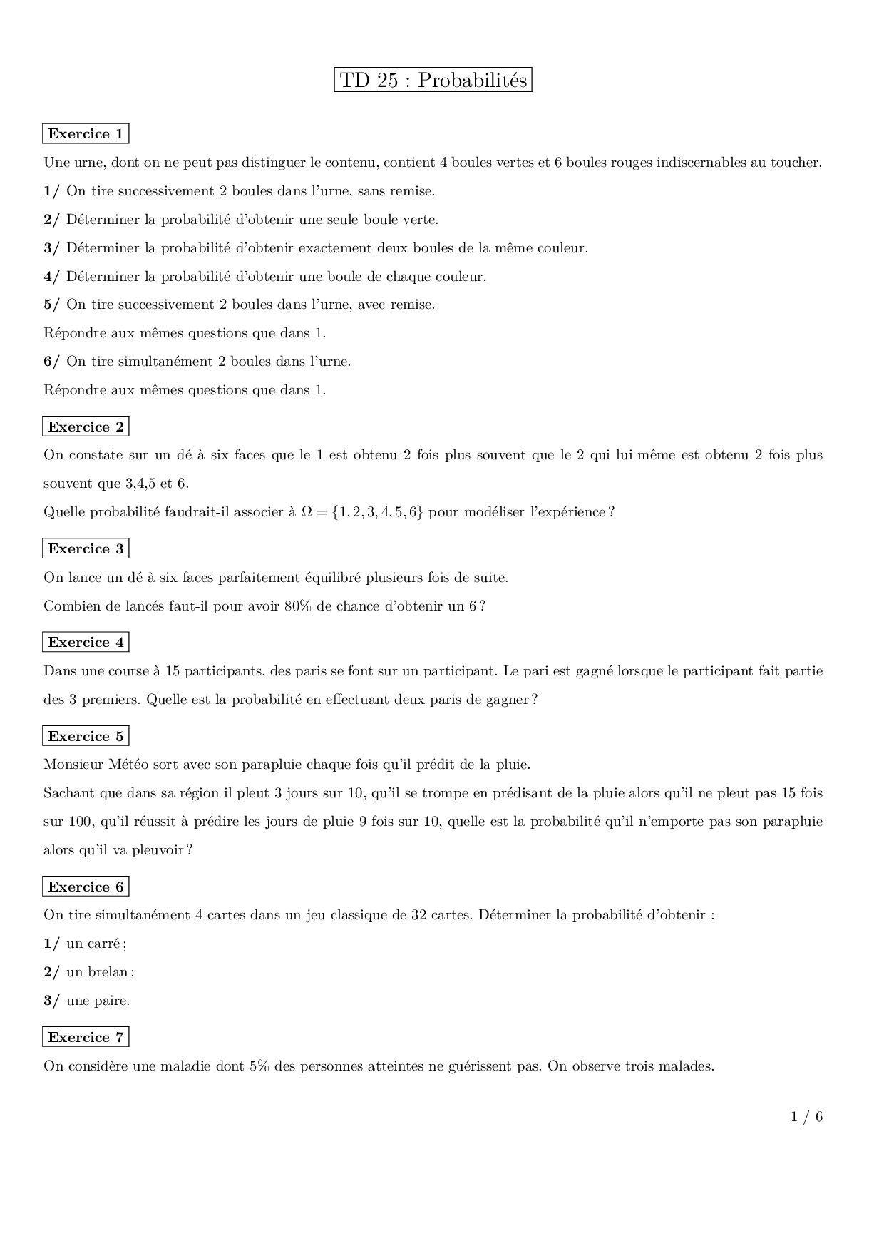 Probabilités : Exercices corrigés - AlloSchool