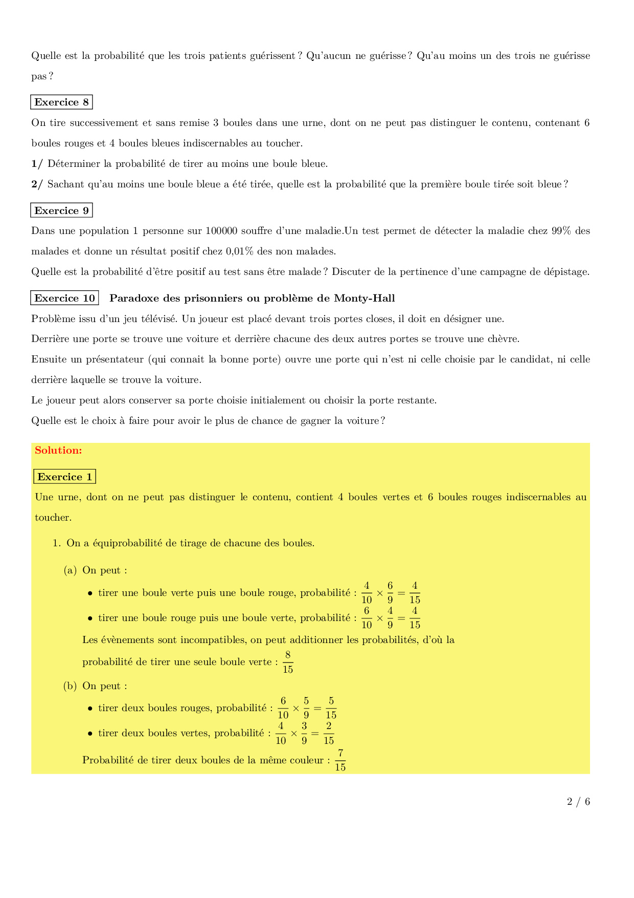 Probabilités : Exercices corrigés - AlloSchool