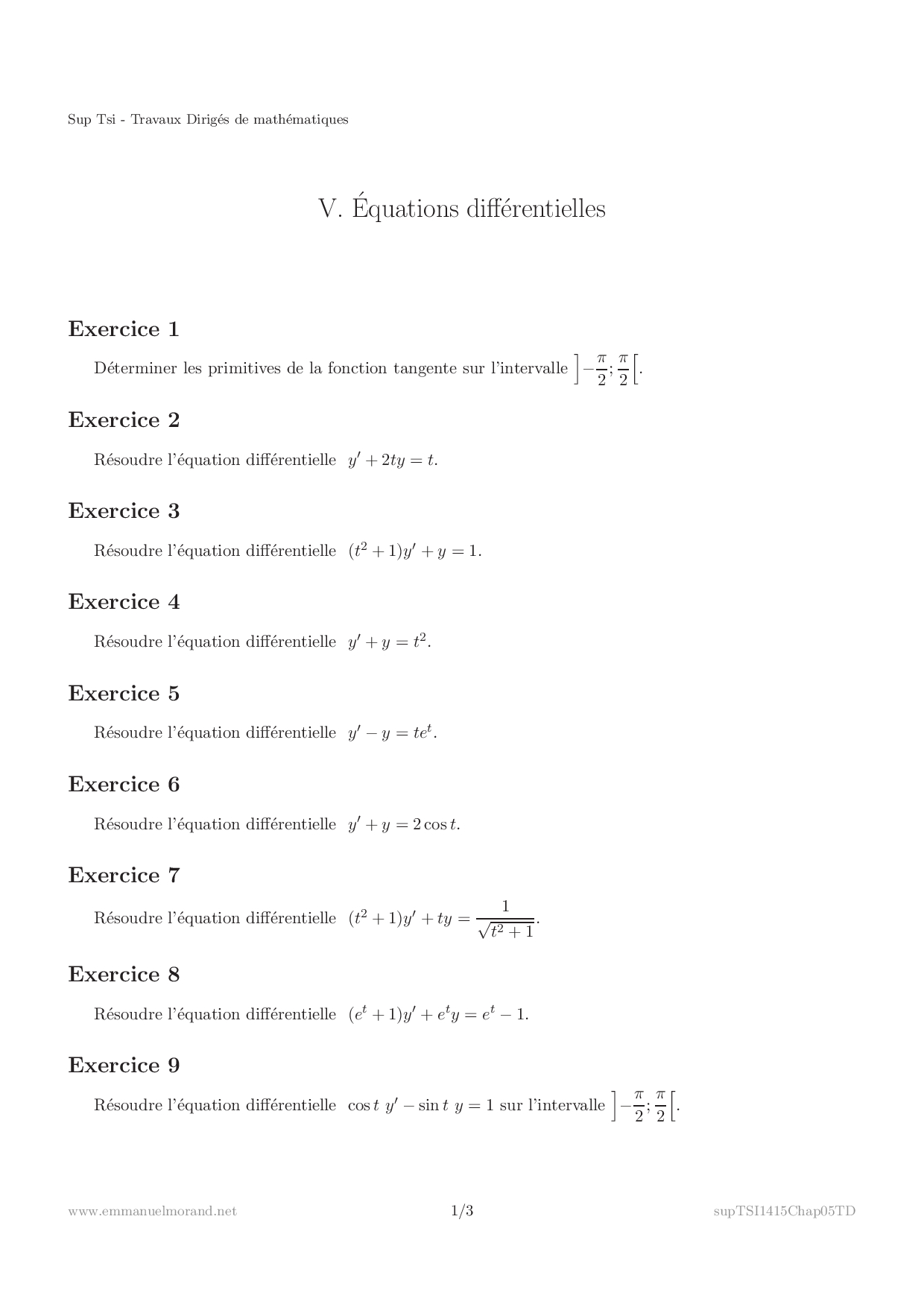 Exercices Equations différentielles - AlloSchool