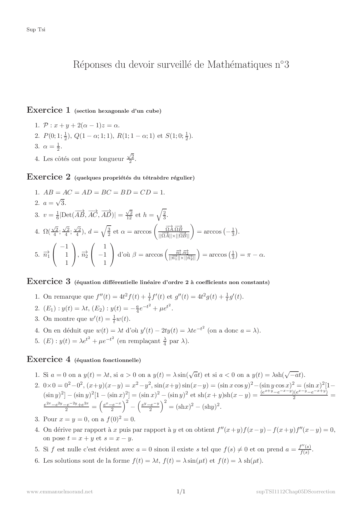 Devoir 5 : Corrigé - AlloSchool