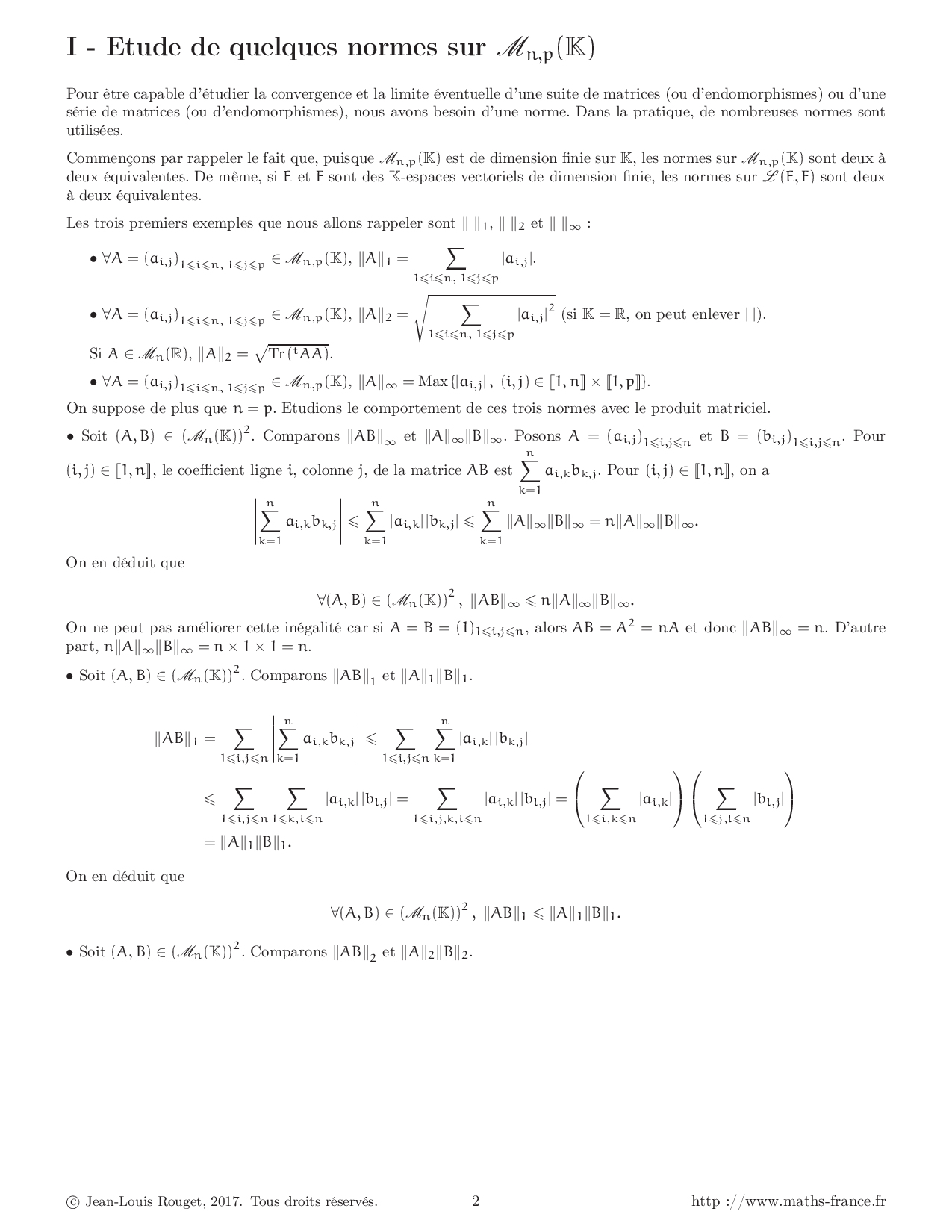 Cours Suites et séries de matrices - AlloSchool