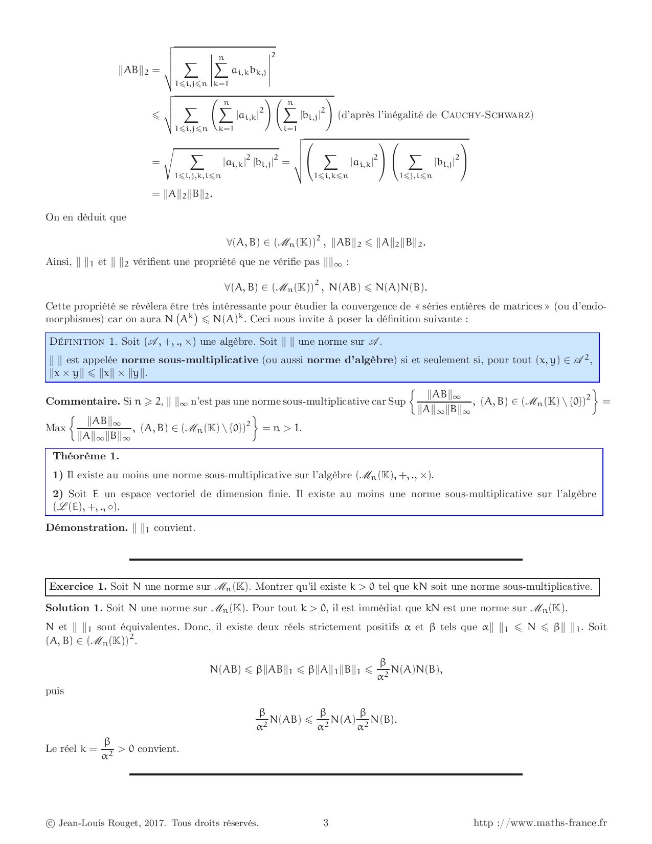Cours Suites et séries de matrices - AlloSchool
