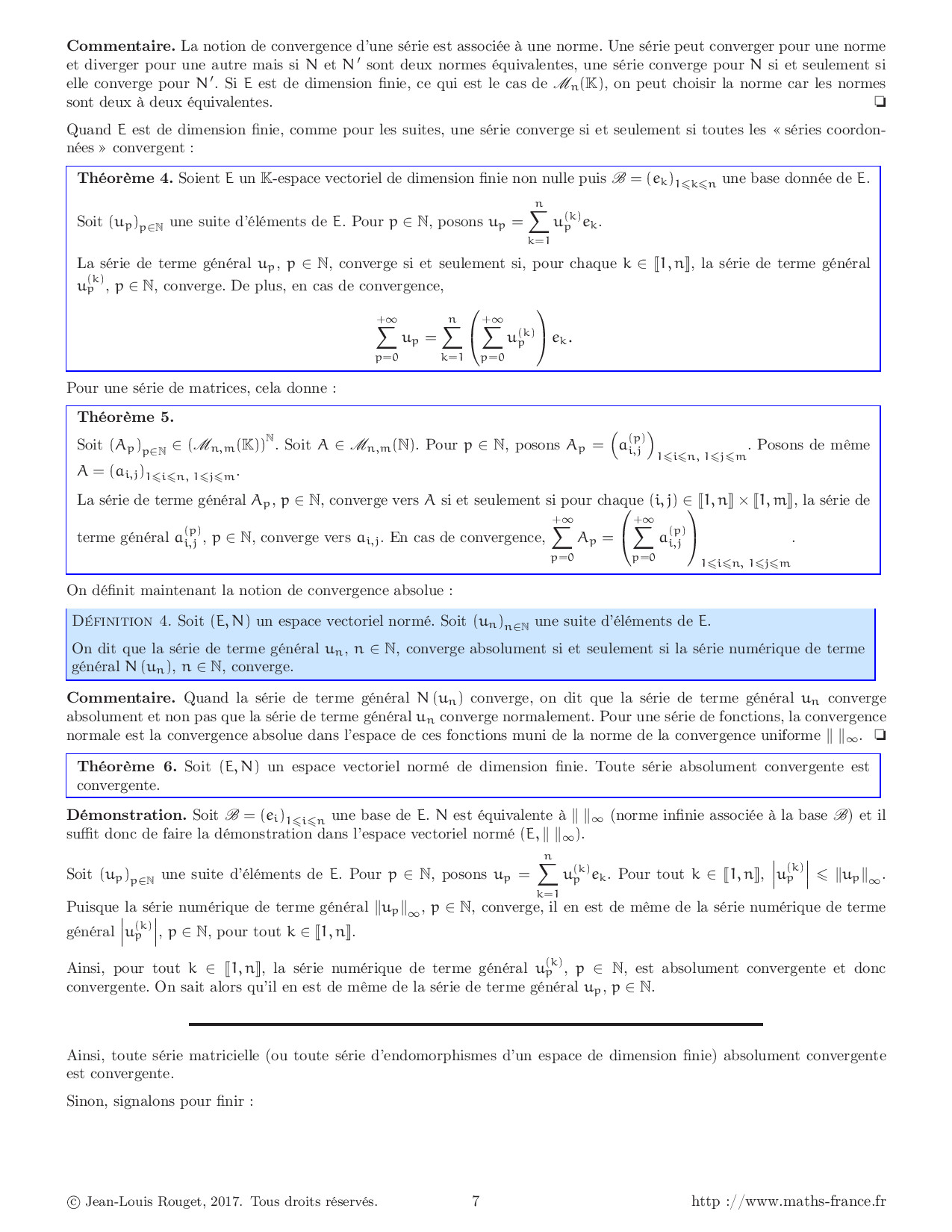 Cours Suites et séries de matrices - AlloSchool