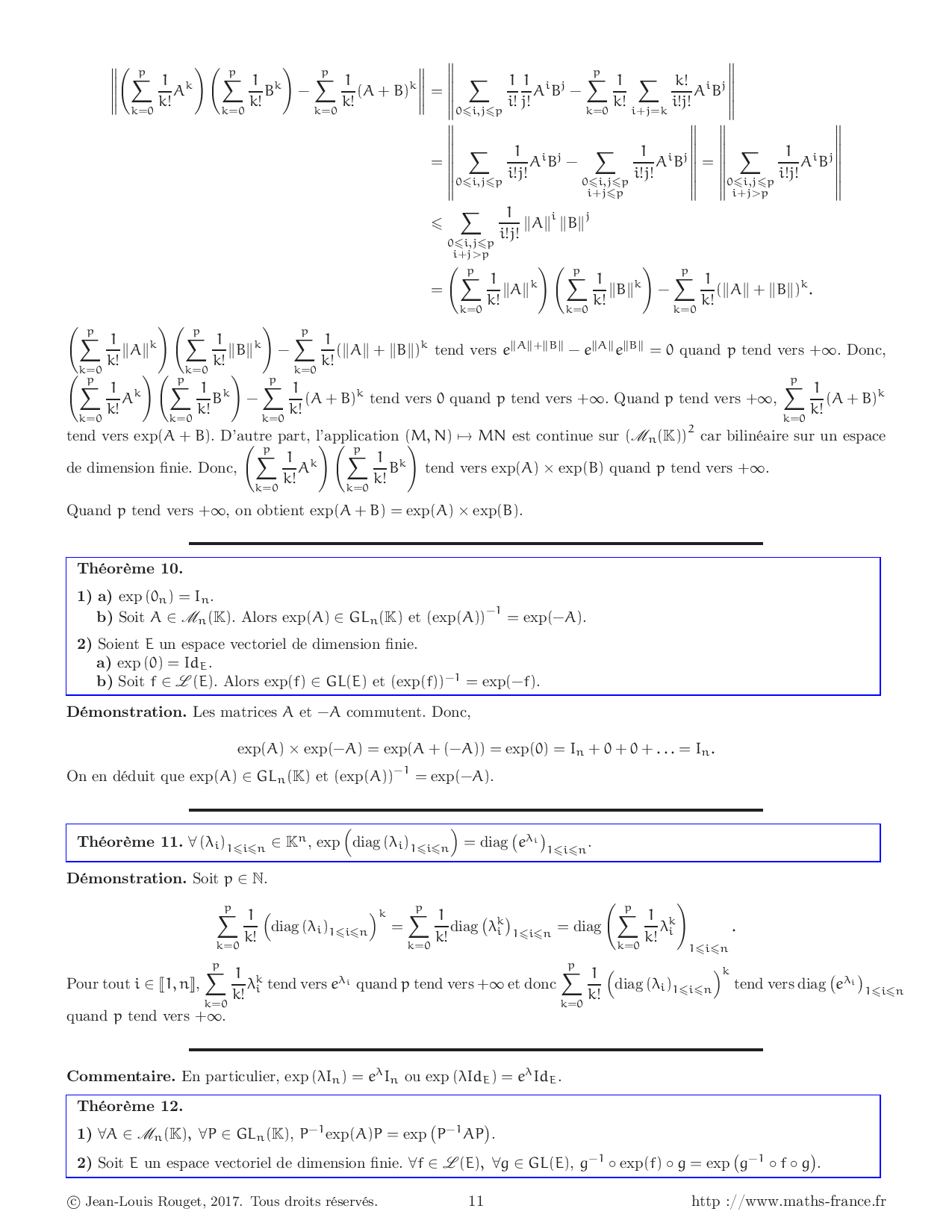 Cours Suites et séries de matrices - AlloSchool