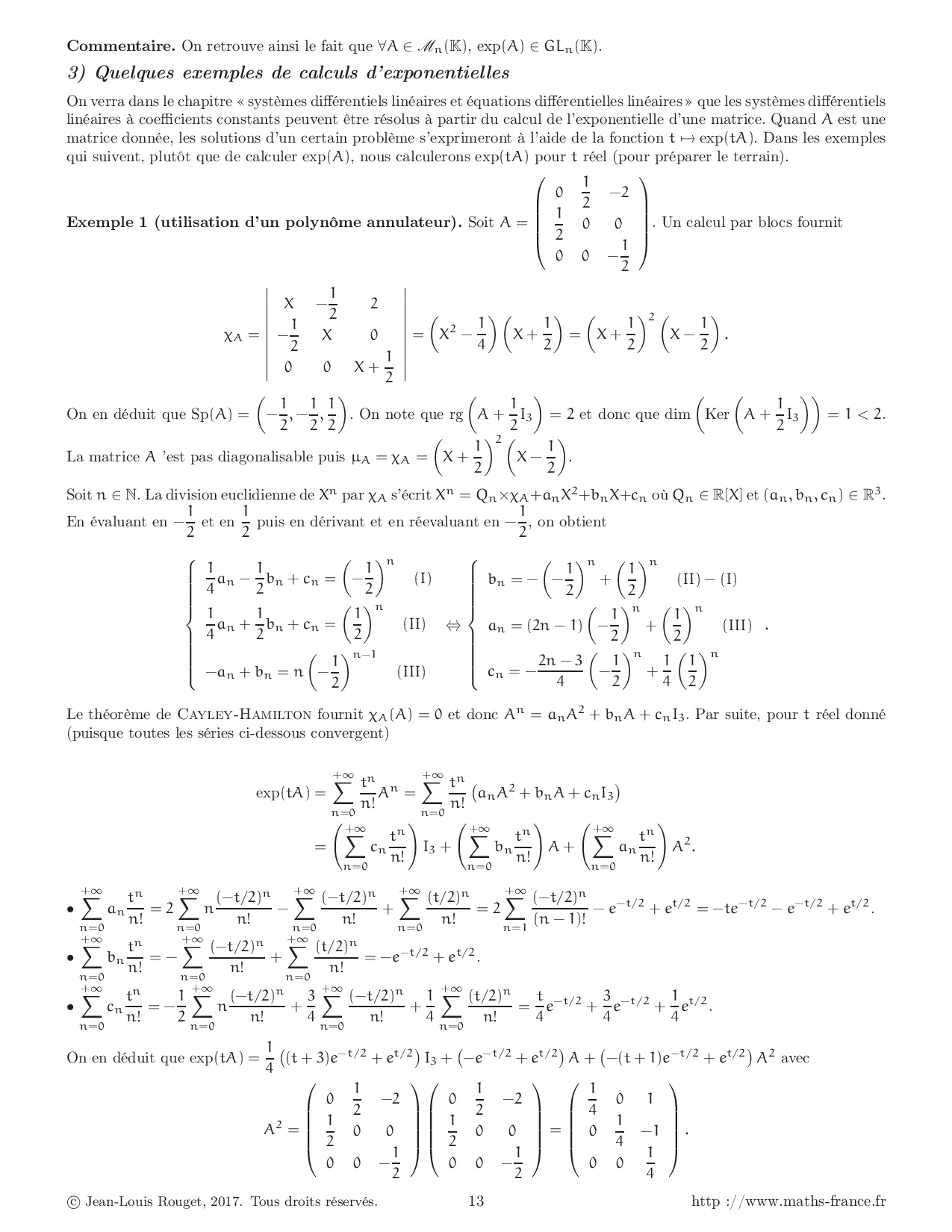Cours Suites et séries de matrices - AlloSchool