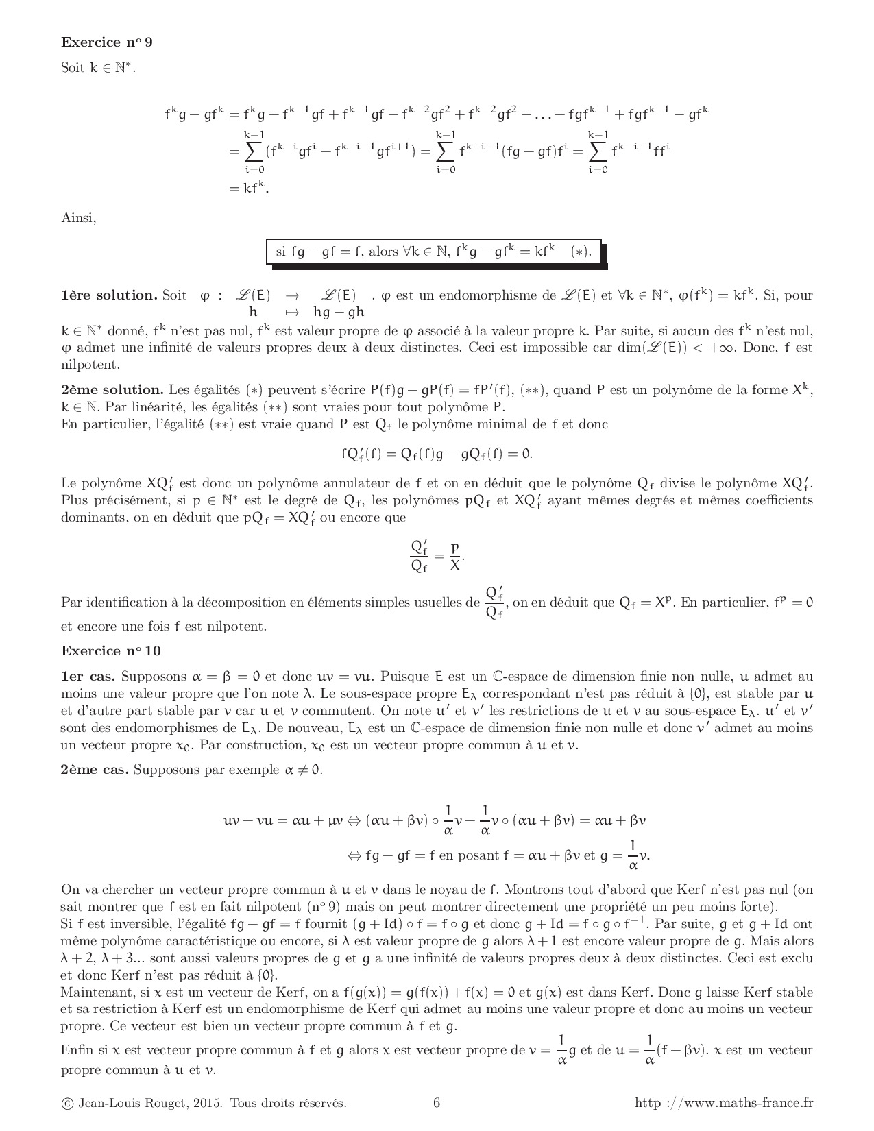 Corrigés Exercices Réduction des endomorphismes et des matrices carrées ...